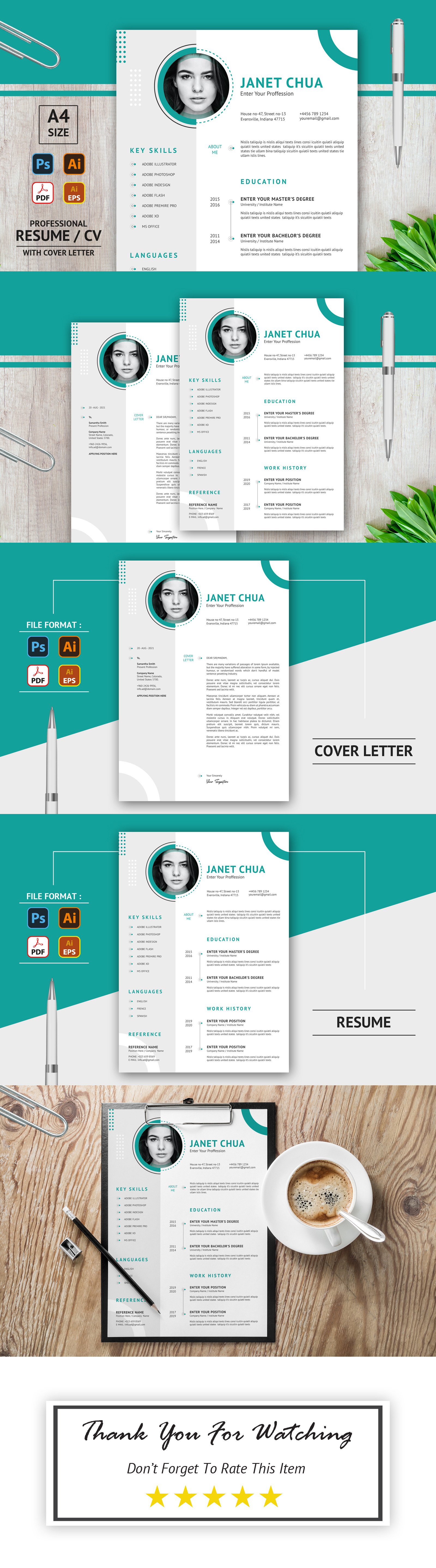 Janet Chua CV Layout for Job Application - Printable Resume Template