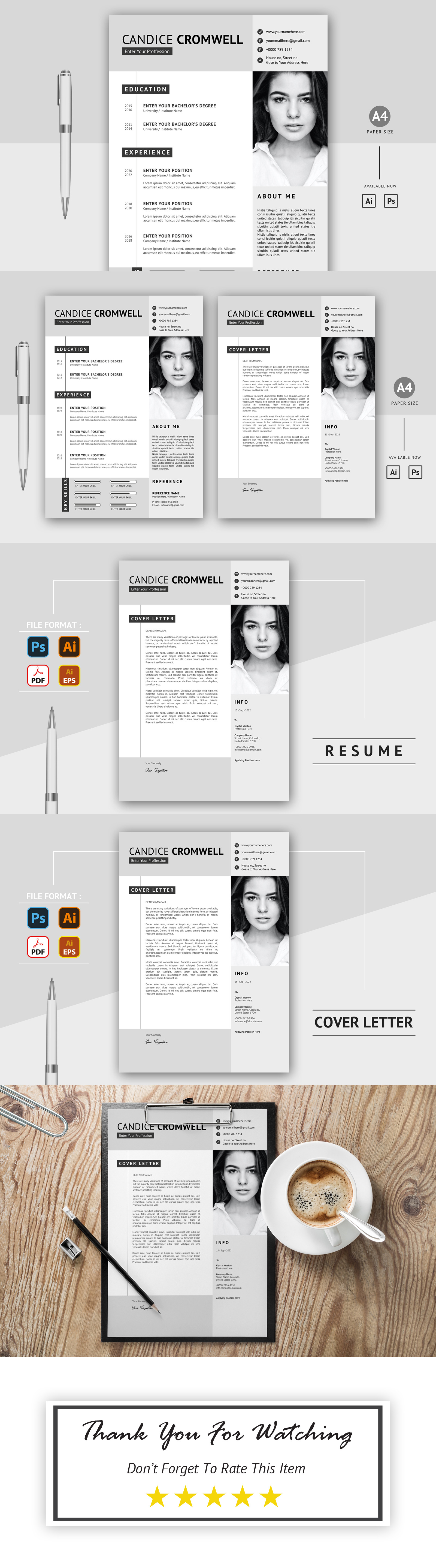 Minimal Black Color Modern and Clean Printable Resume Template CV Format