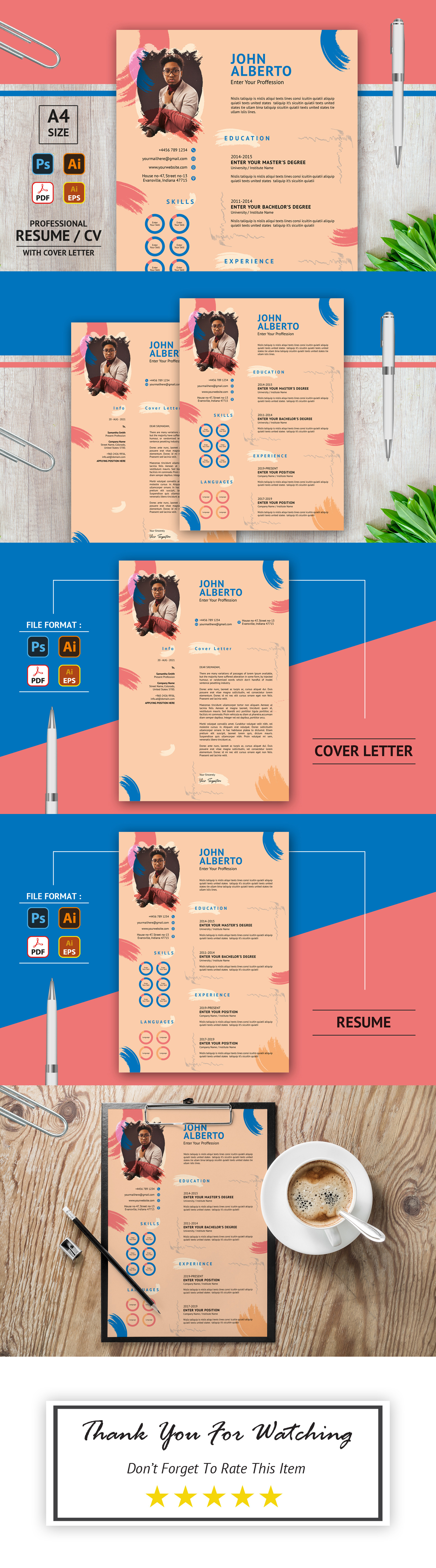 Abstract Printable CV Format Resume Template