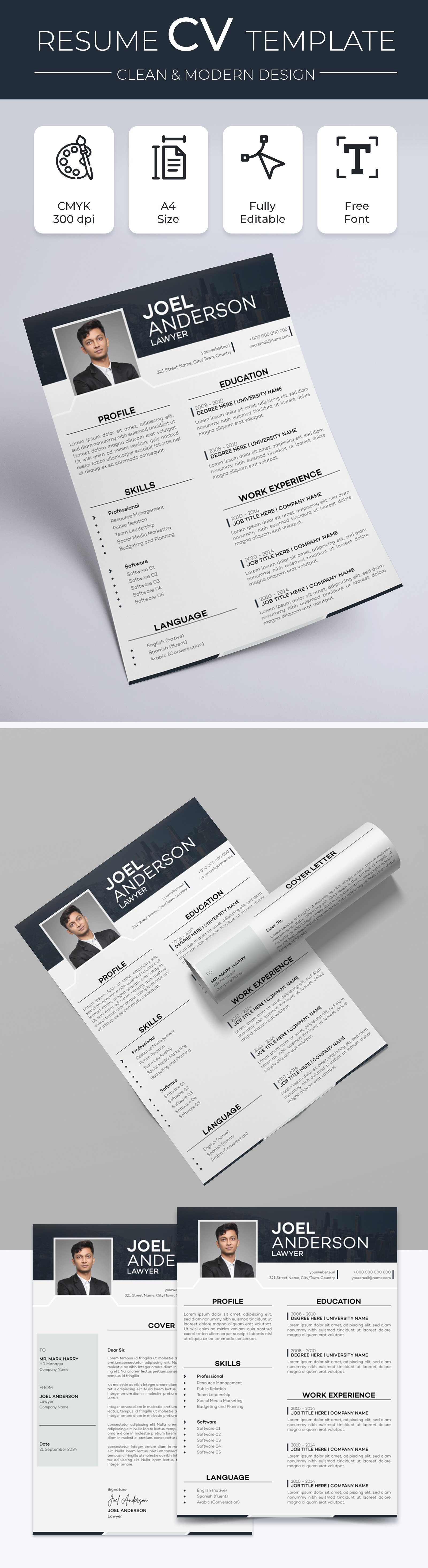 Lawyer CV Resume Template And Cover Letter - TemplateMonster