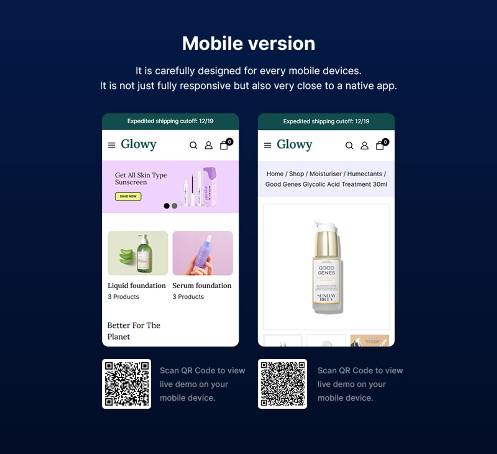 Glowy - Cosmetics and Skin and Beauty Elementor WooCommerce Theme