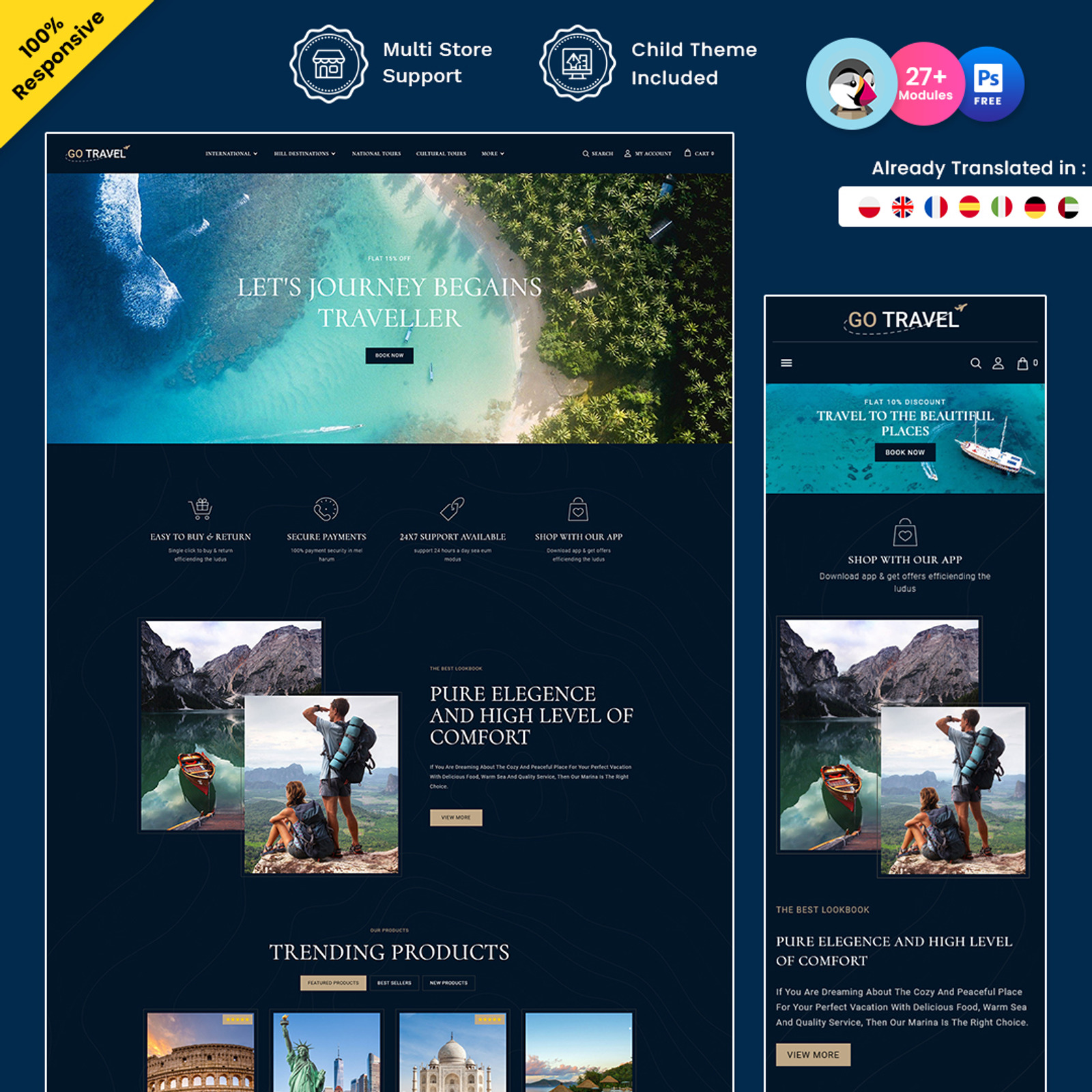 GoTravel - Travel, Tours, and Tourism Agency PrestaShop Responsive template