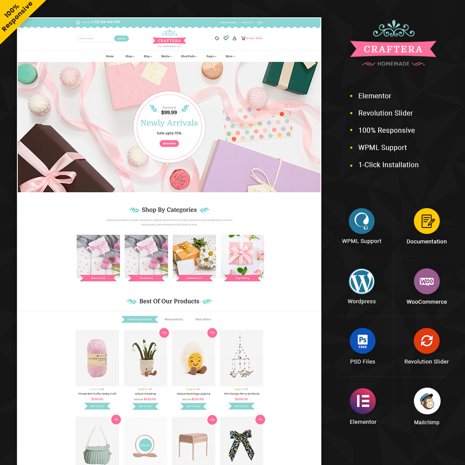 Craftera - Multipurpose Elementor Responsive WooCommerce Theme