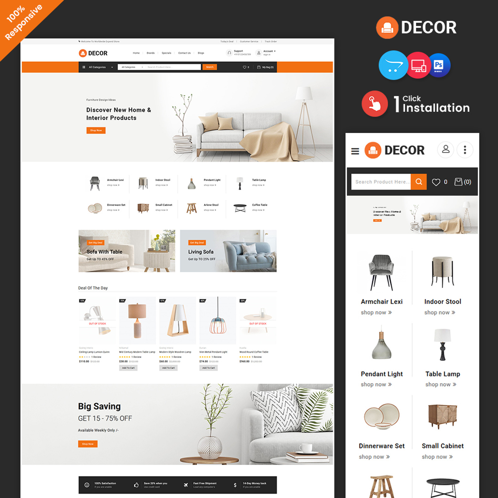 Decor - Furniture and Lighting Multipurpose Responsive OpenCart Store