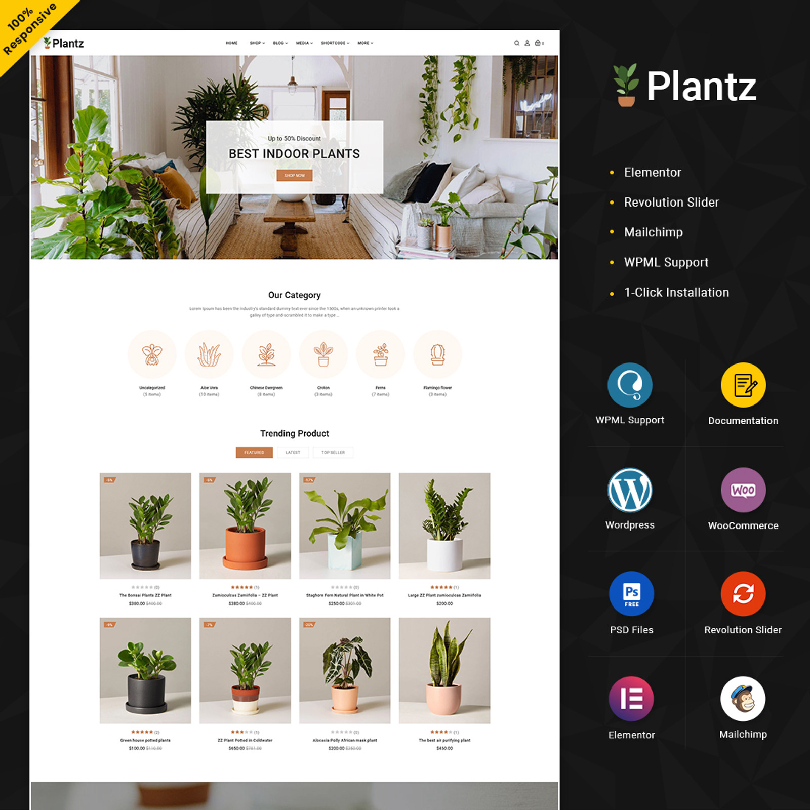 Plantz - Nursery, Gardening and Houseplants WooCommerce Elementor Theme