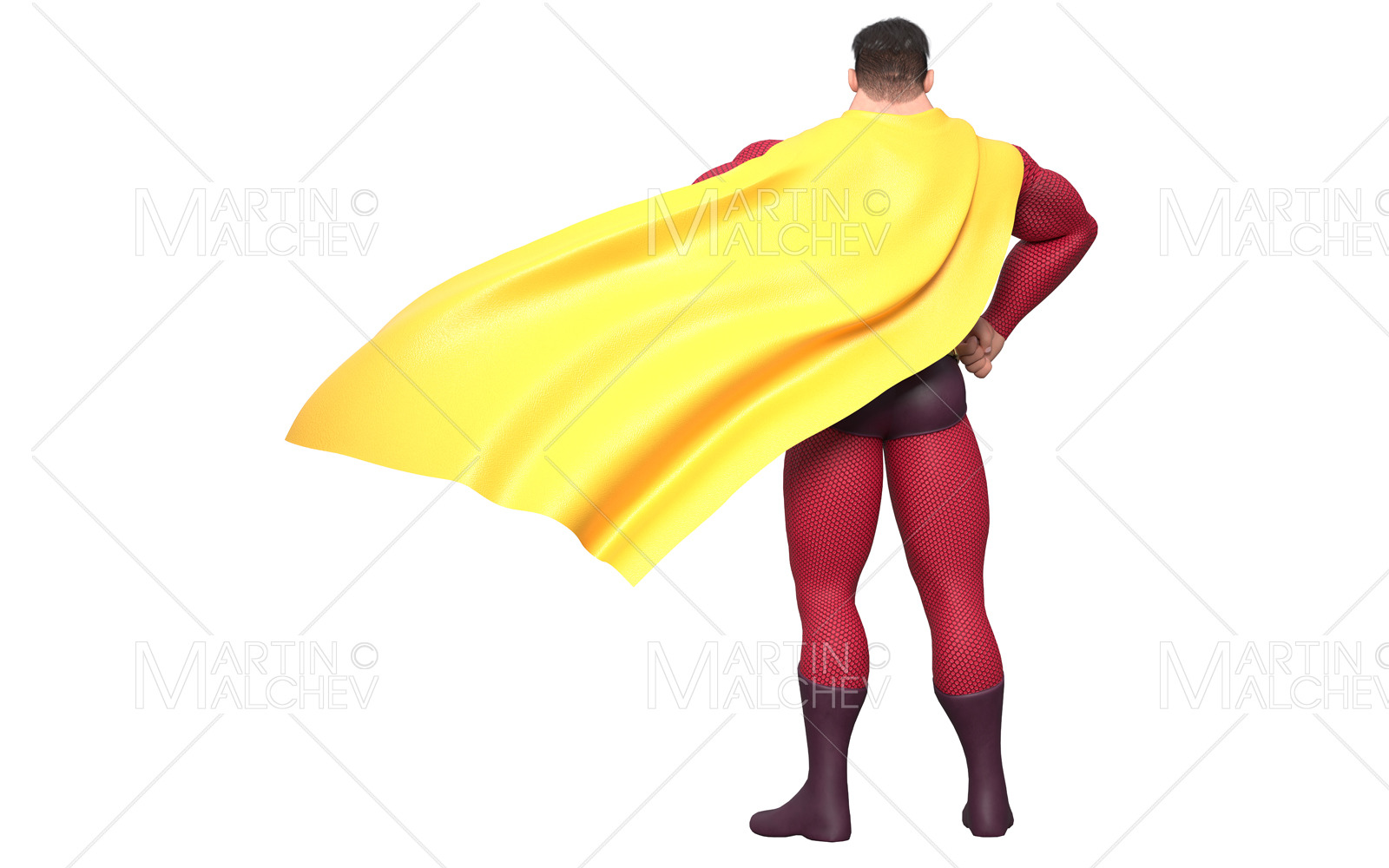Superhero Standing Tall Back 3D Render - TemplateMonster