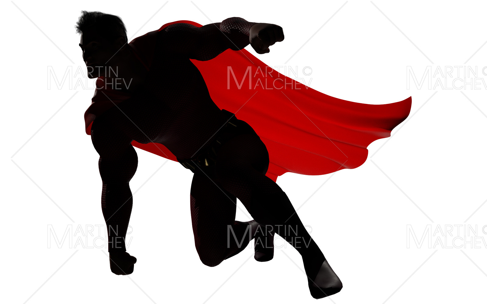 Superhero Landing on White 3D Render 2 - TemplateMonster