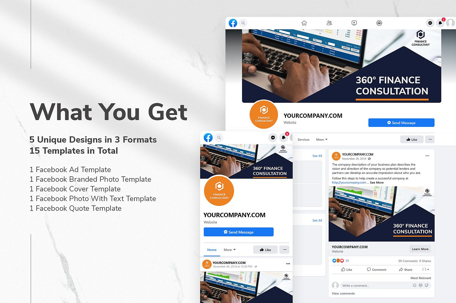 Finance Consultant Facebook Cover and Post Social Media Template