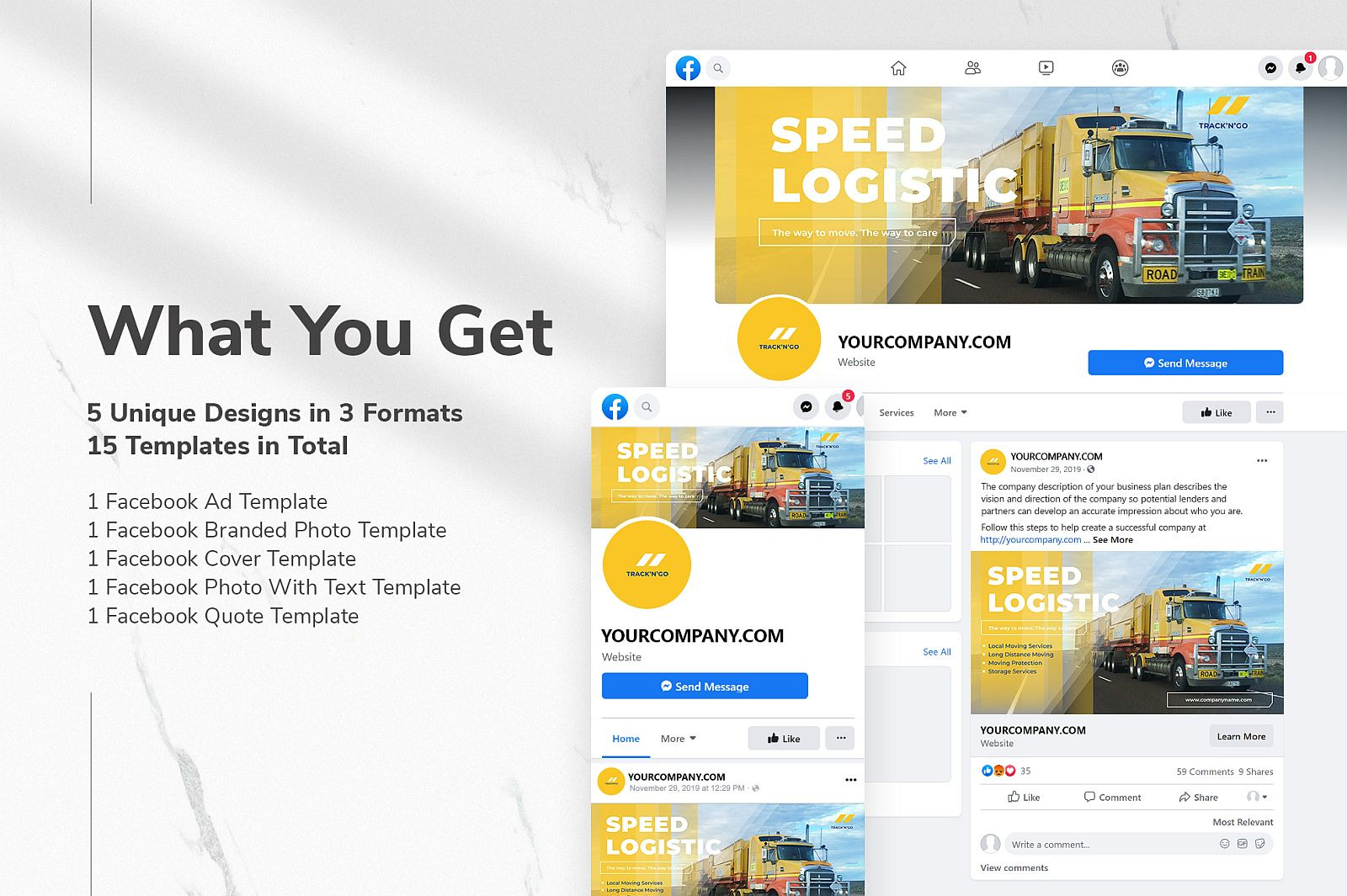 Trucking Logistics Facebook Cover and Post - TemplateMonster