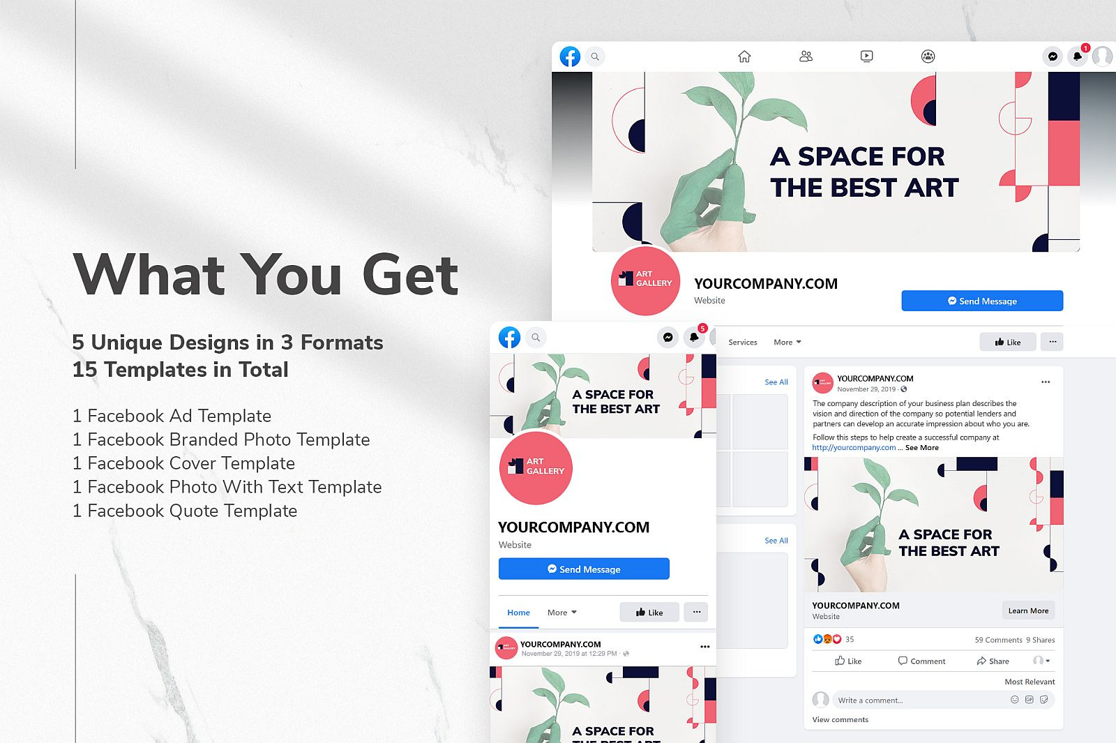 Art Gallery Facebook Cover and Post Social Media Template