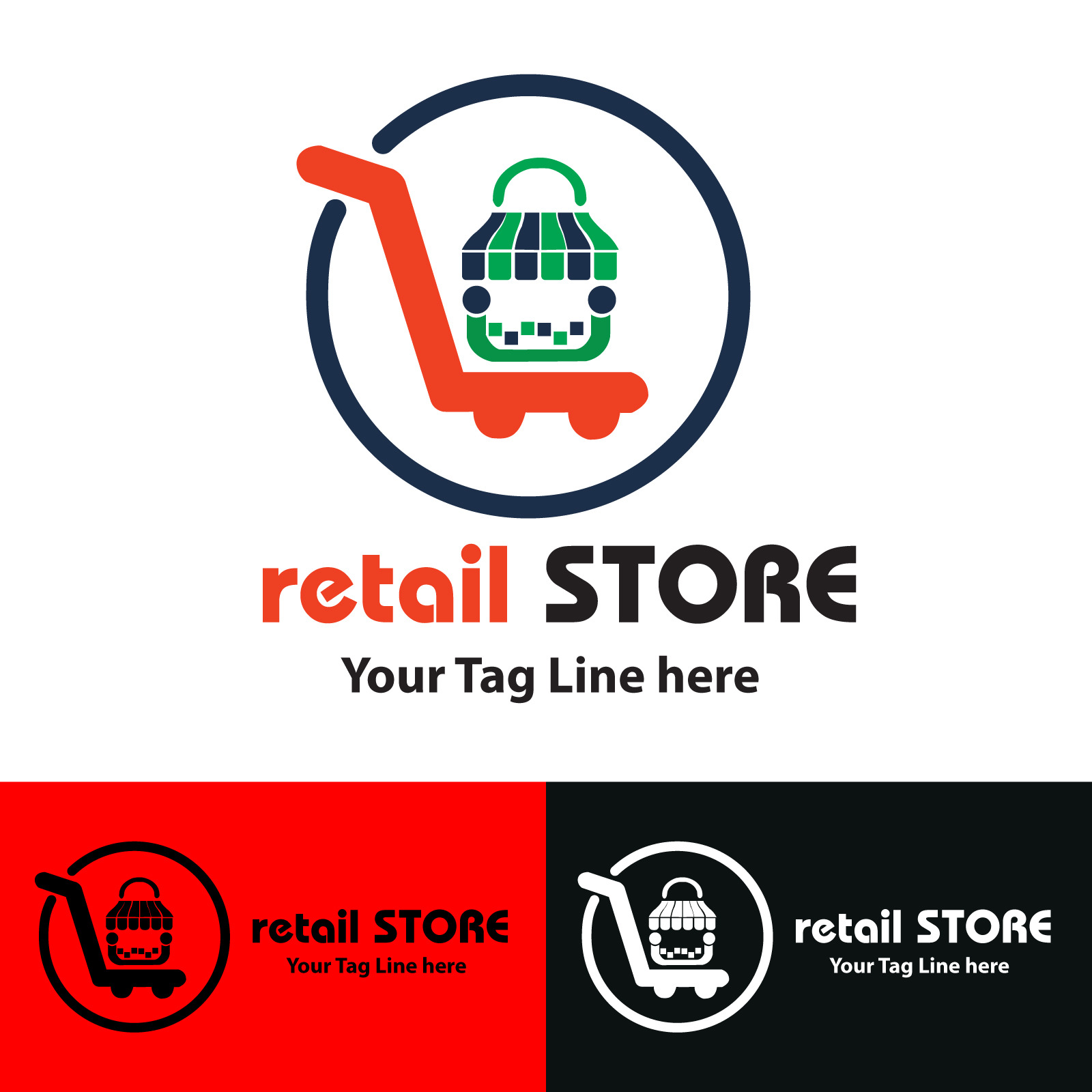 Retail Store Logo Design | Shopping Basket Design | Easy to Edit