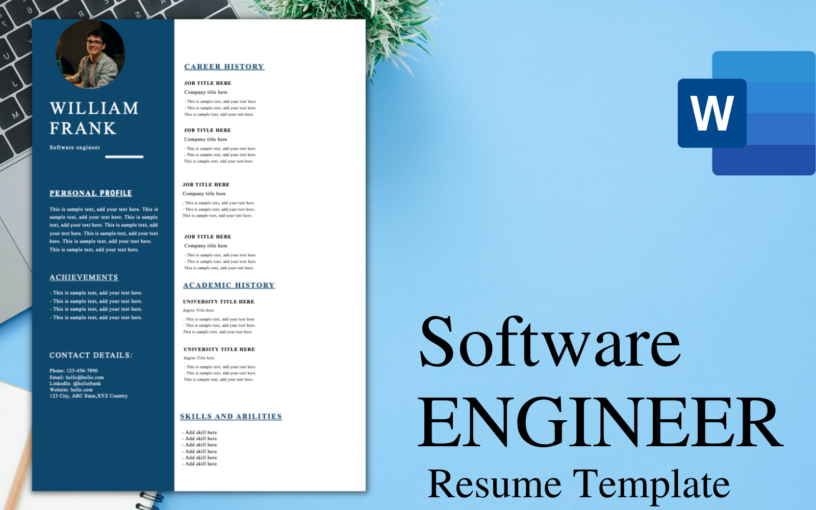 Resume / CV Template for Software Engineer. - TemplateMonster
