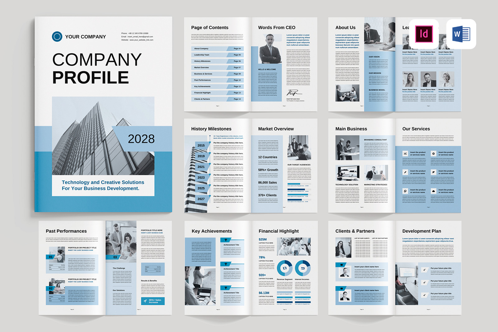 Company Profile Brochure | Microsoft Word & Adobe Indesign