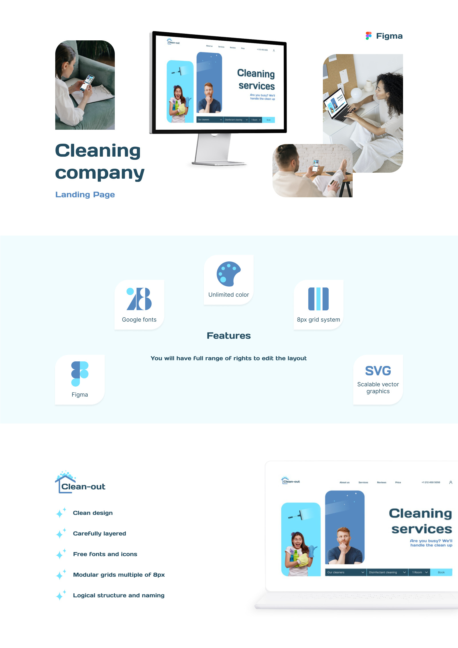 Clean-out — Cleaning company Minimalistic Landing page Template