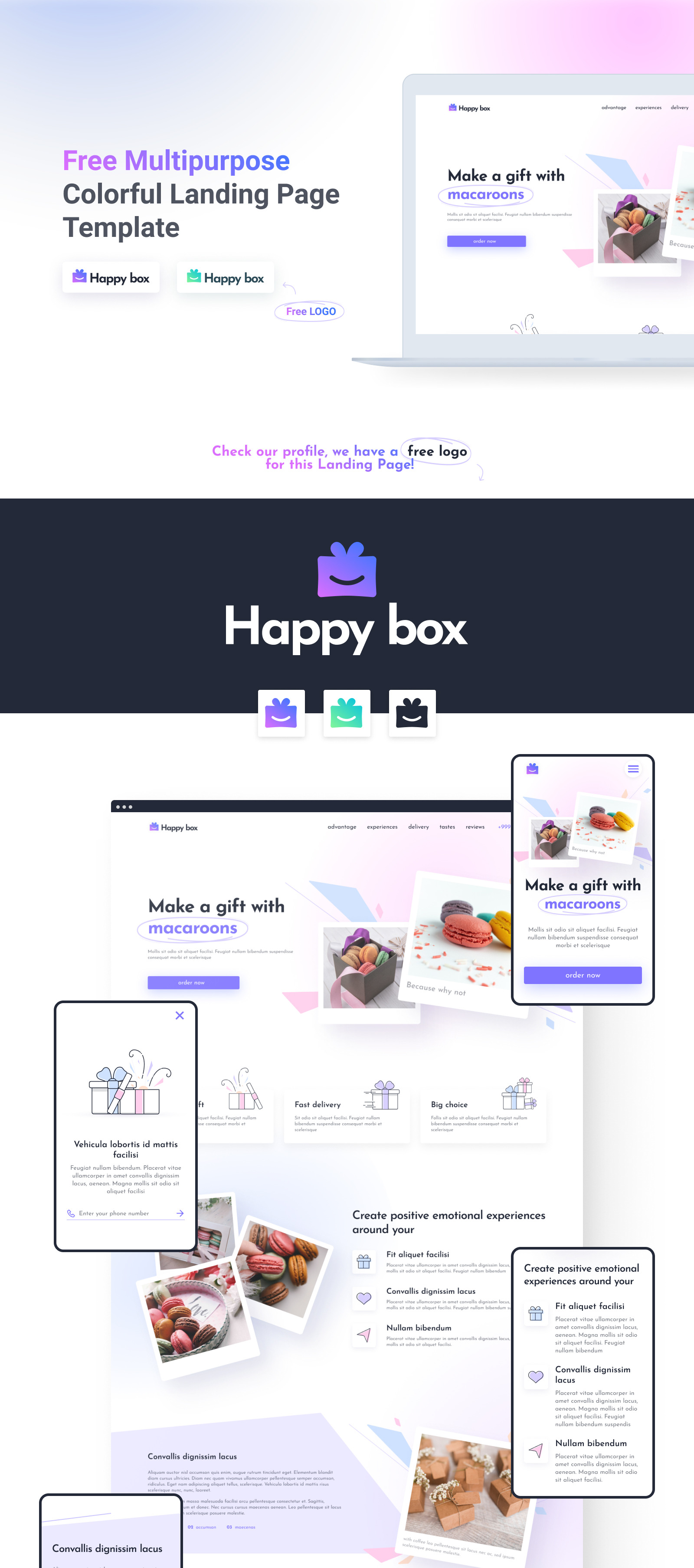 HappyBox - Free Multipurpose Colorful Landing Page Template
