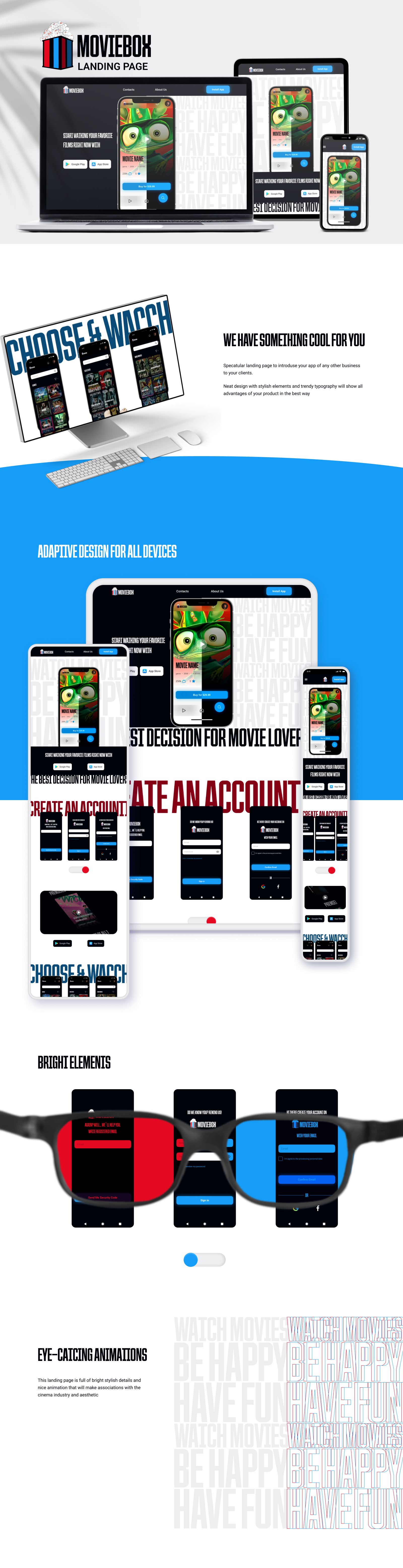 MovieBox — Mobile App Presentation Landing page UI Template