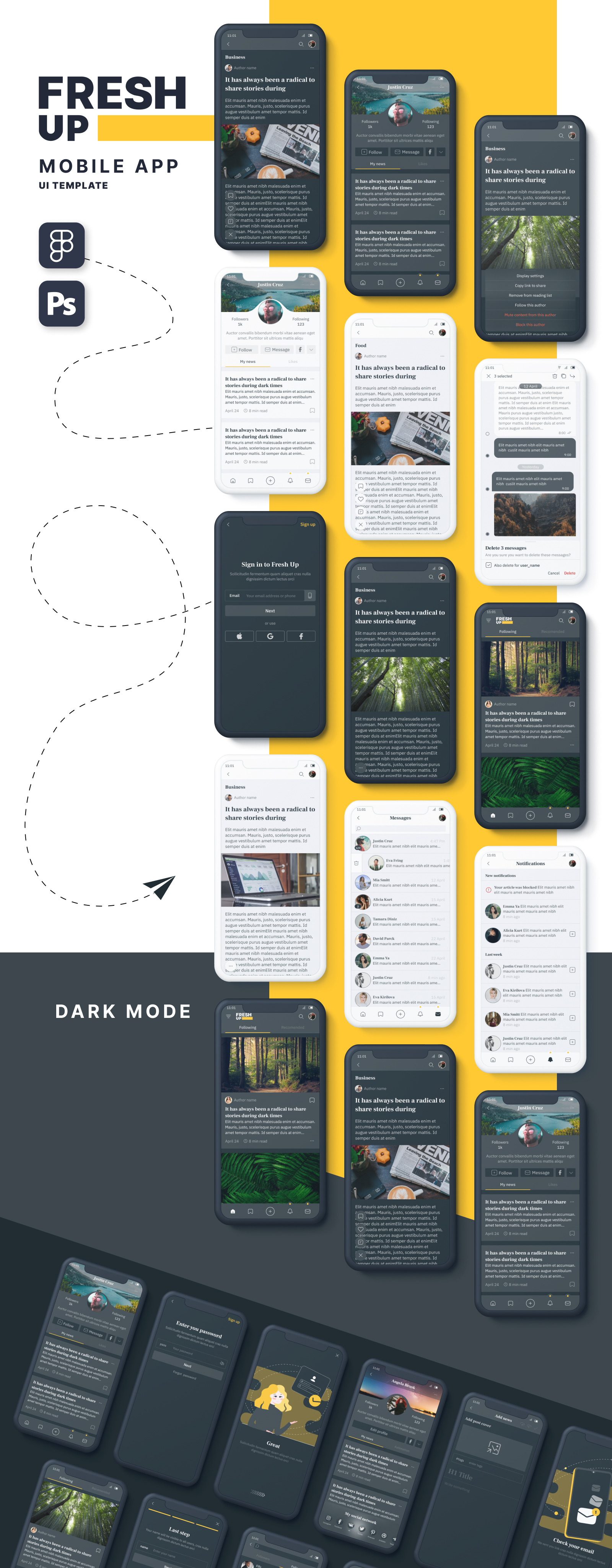 Fresh Up – News Mobile App UI Template - TemplateMonster
