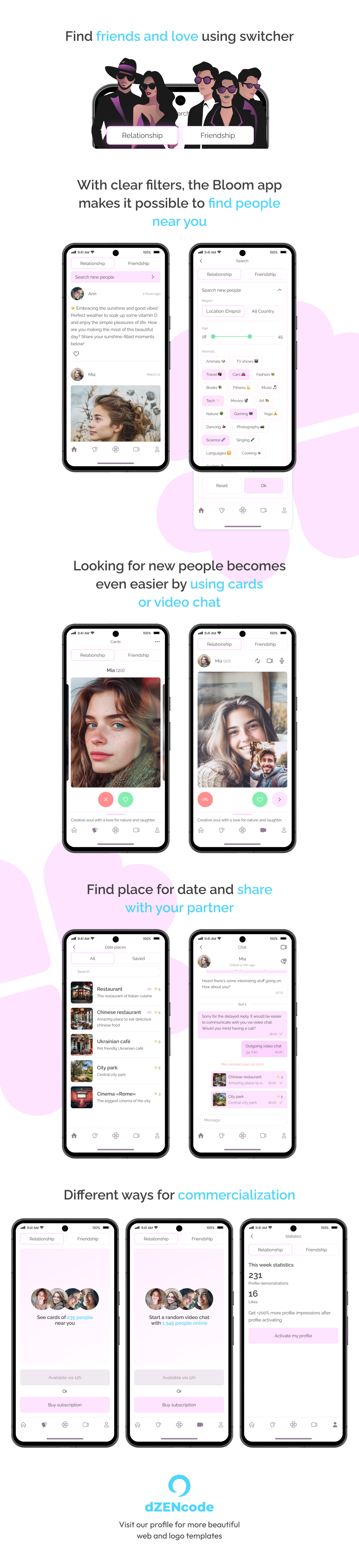 Bloom – Dating Application UI Template - TemplateMonster