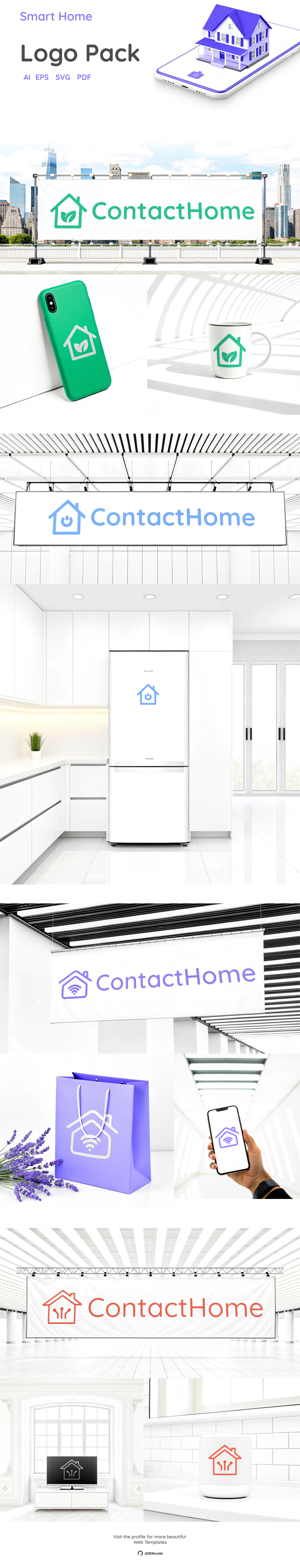 ContactHome – Minimalist Smart Home Logo Pack Template