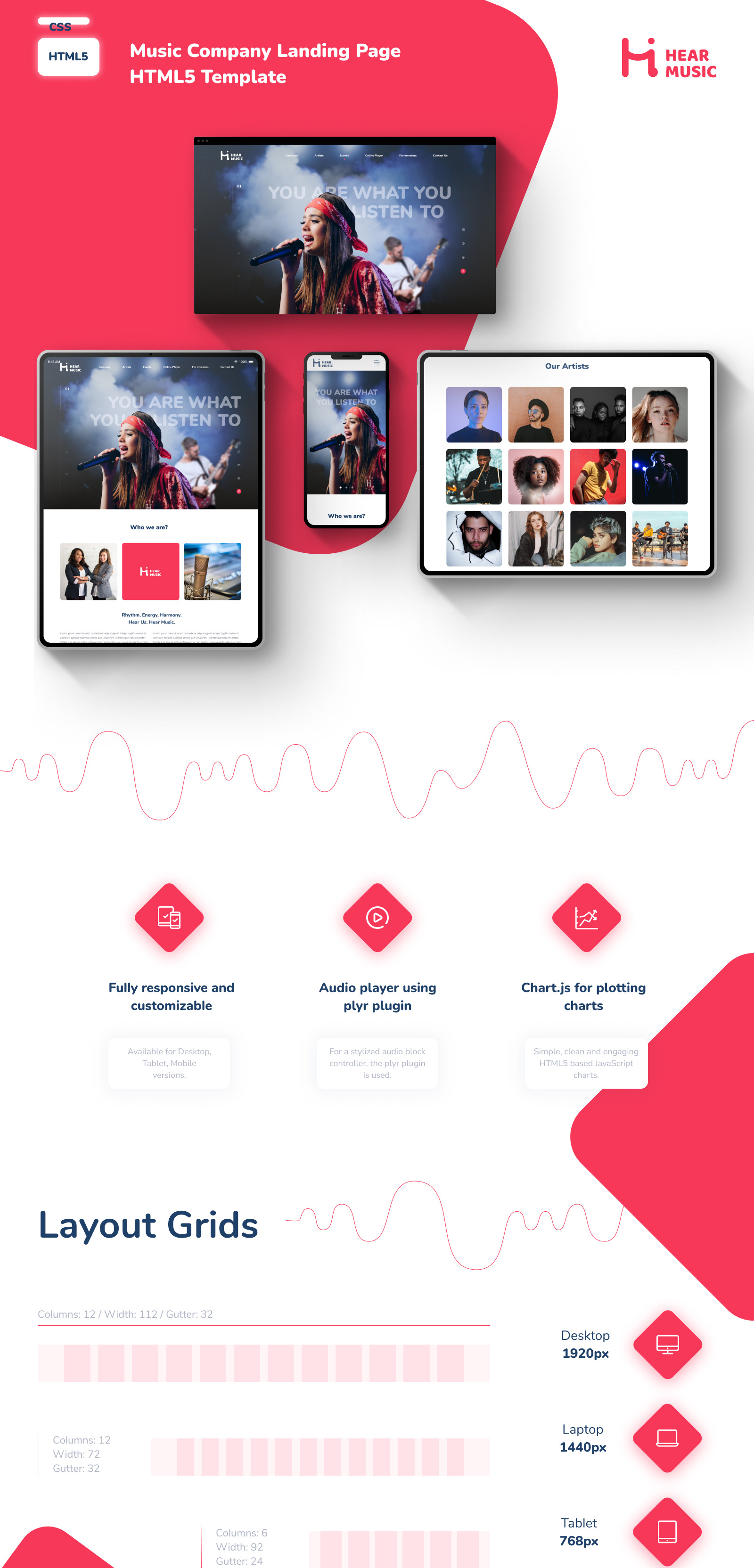Hear Music — Music Company Responsive Modern Landing Page HTML5 Template