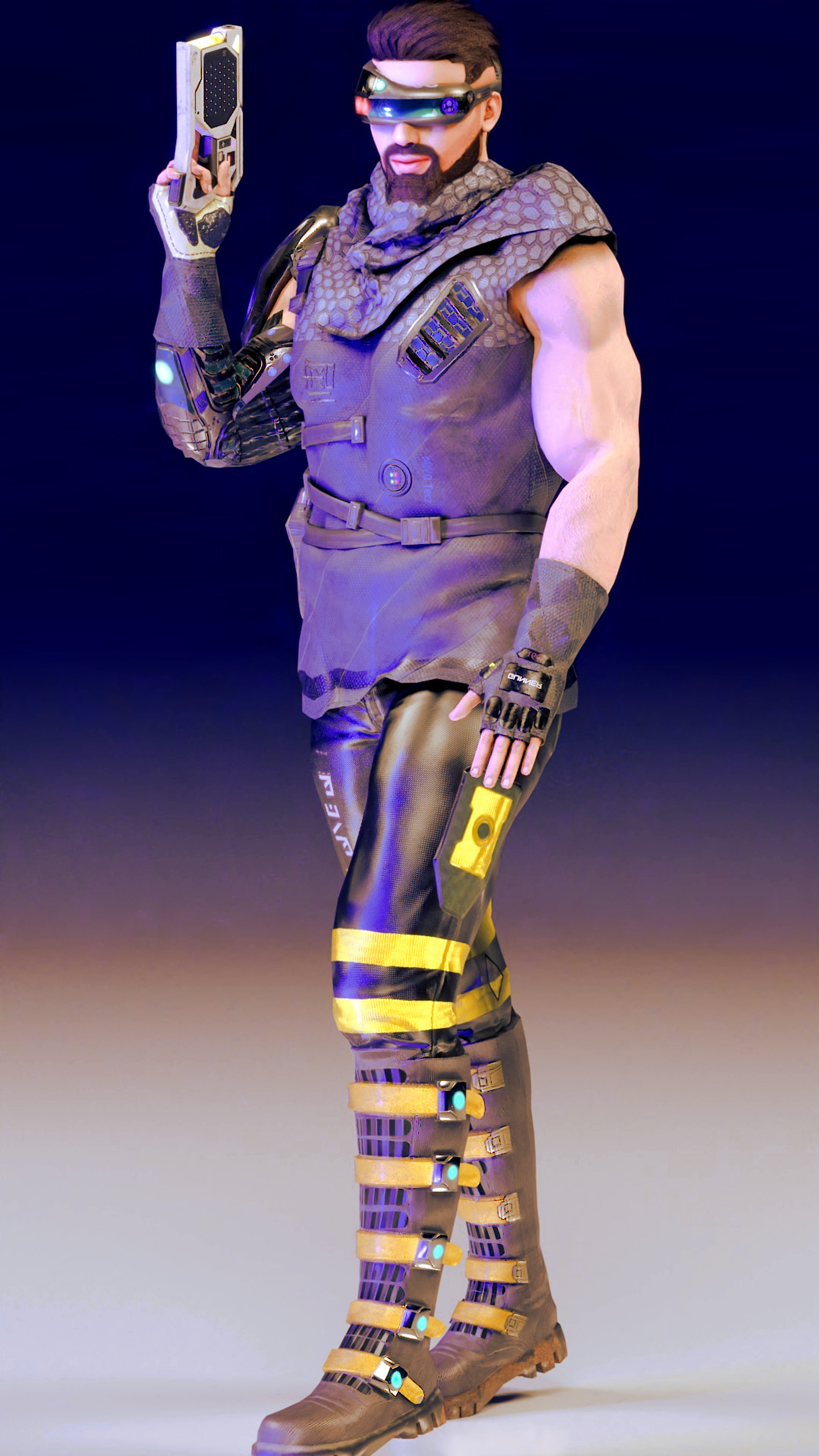 Sci Fi Cyberpunk Action Male 3D Character model