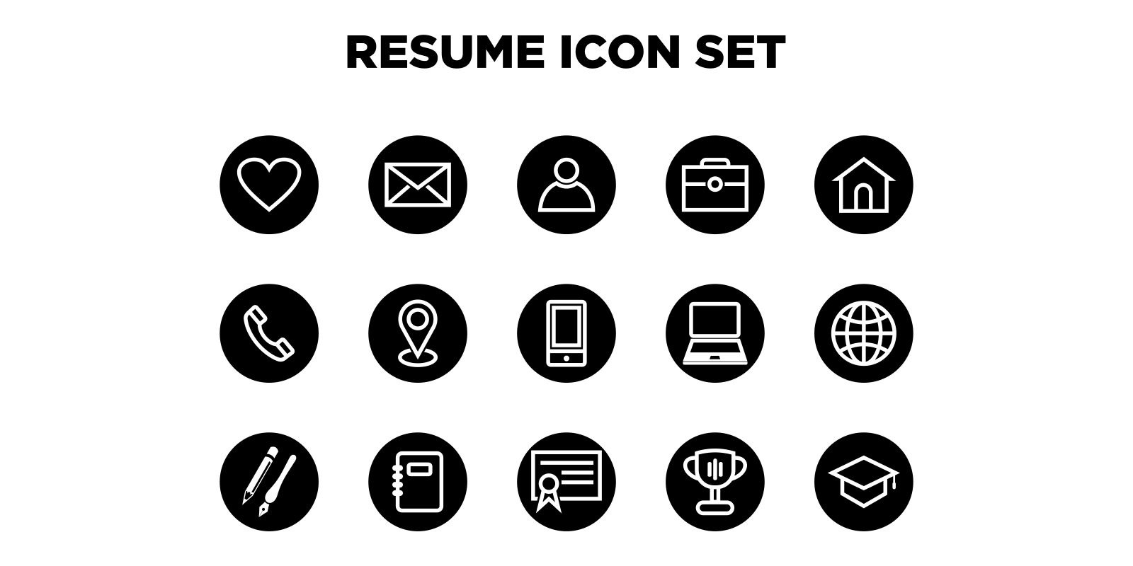Resume Flat Icon Set #172577 - TemplateMonster