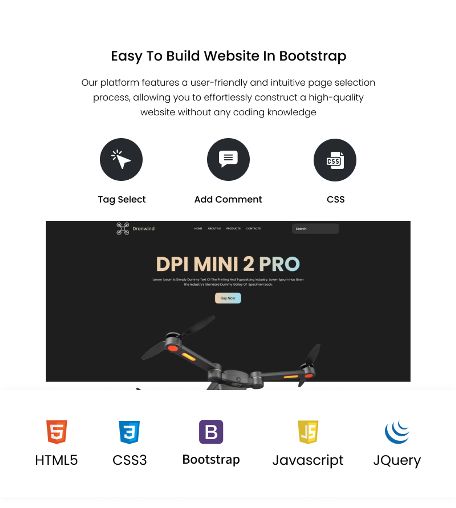 Dronwind - Dron store HTML Bootstrap Landing Page Template