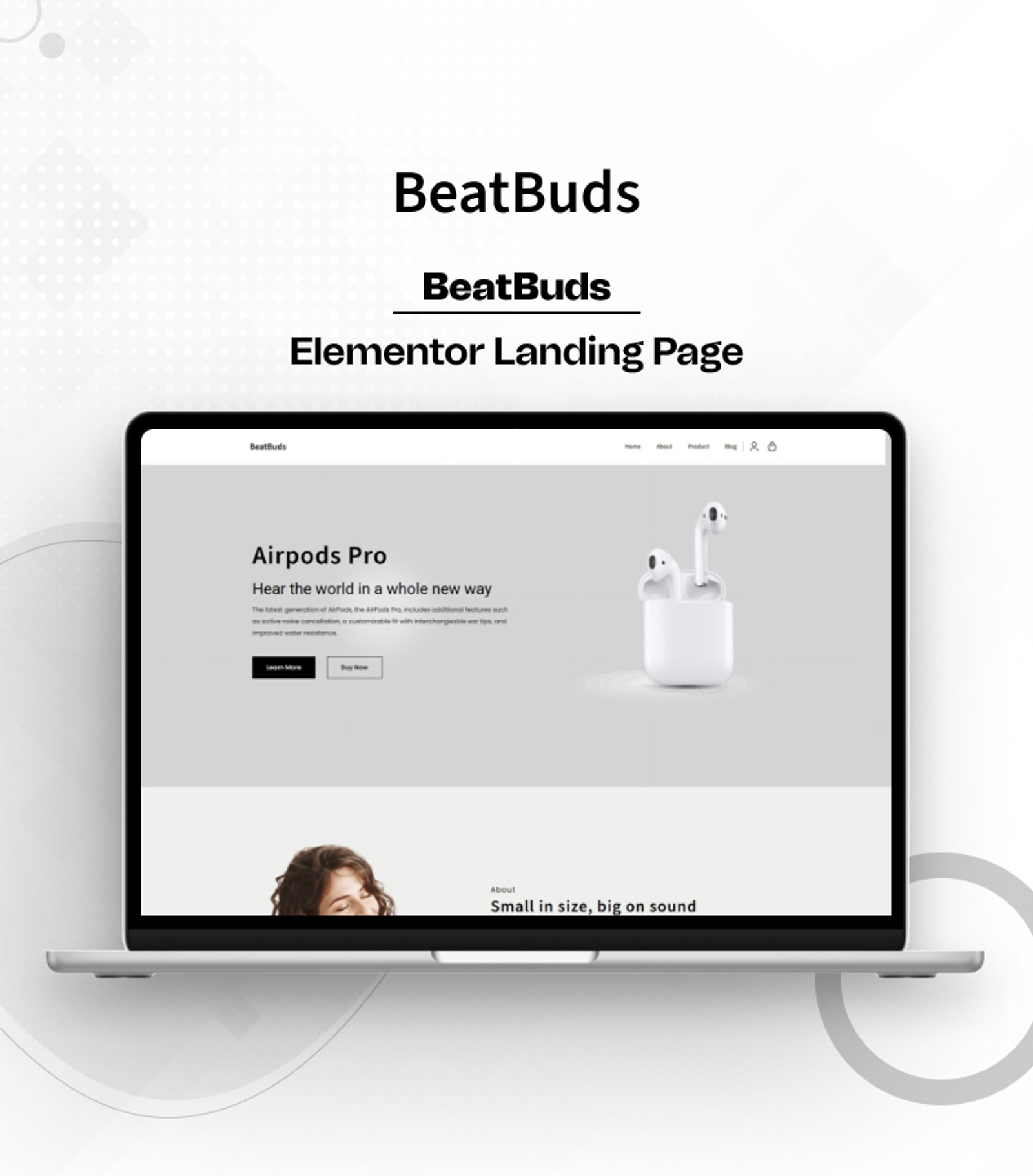 BeatBuds - Wireless Earbuds Elementor Landing Page