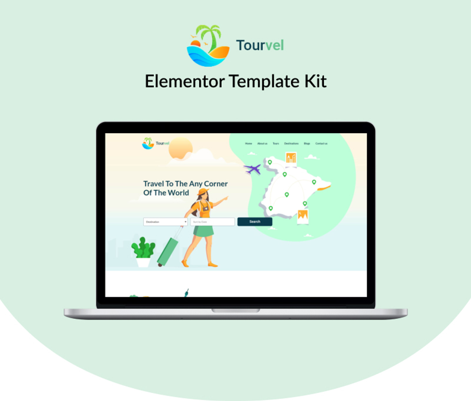 Tourvel - Travel & Tour Clean Elegant Elementor Kit Templates