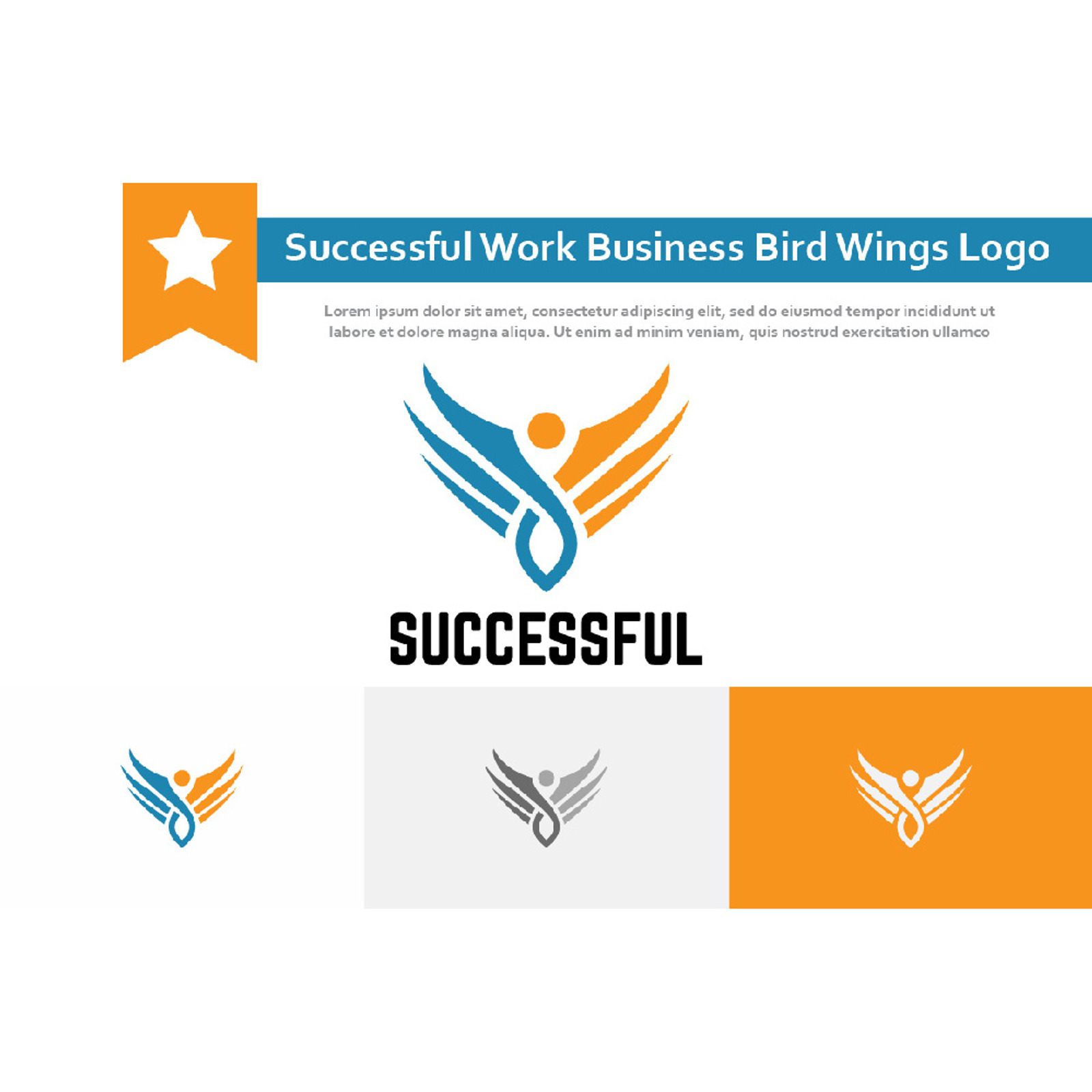 Successful Work Business Freedom Bird Wings Logo