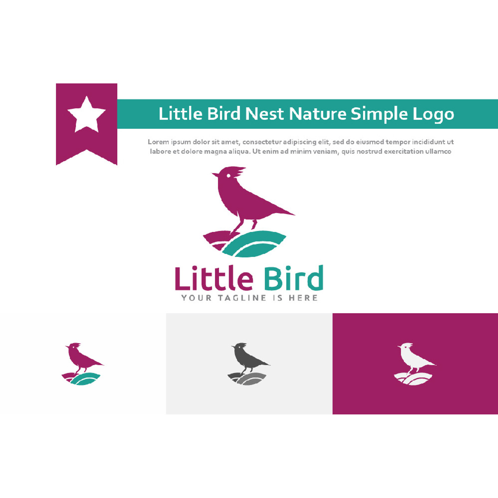 Cute Little Bird Nest Sound Nature Peace Simple Logo