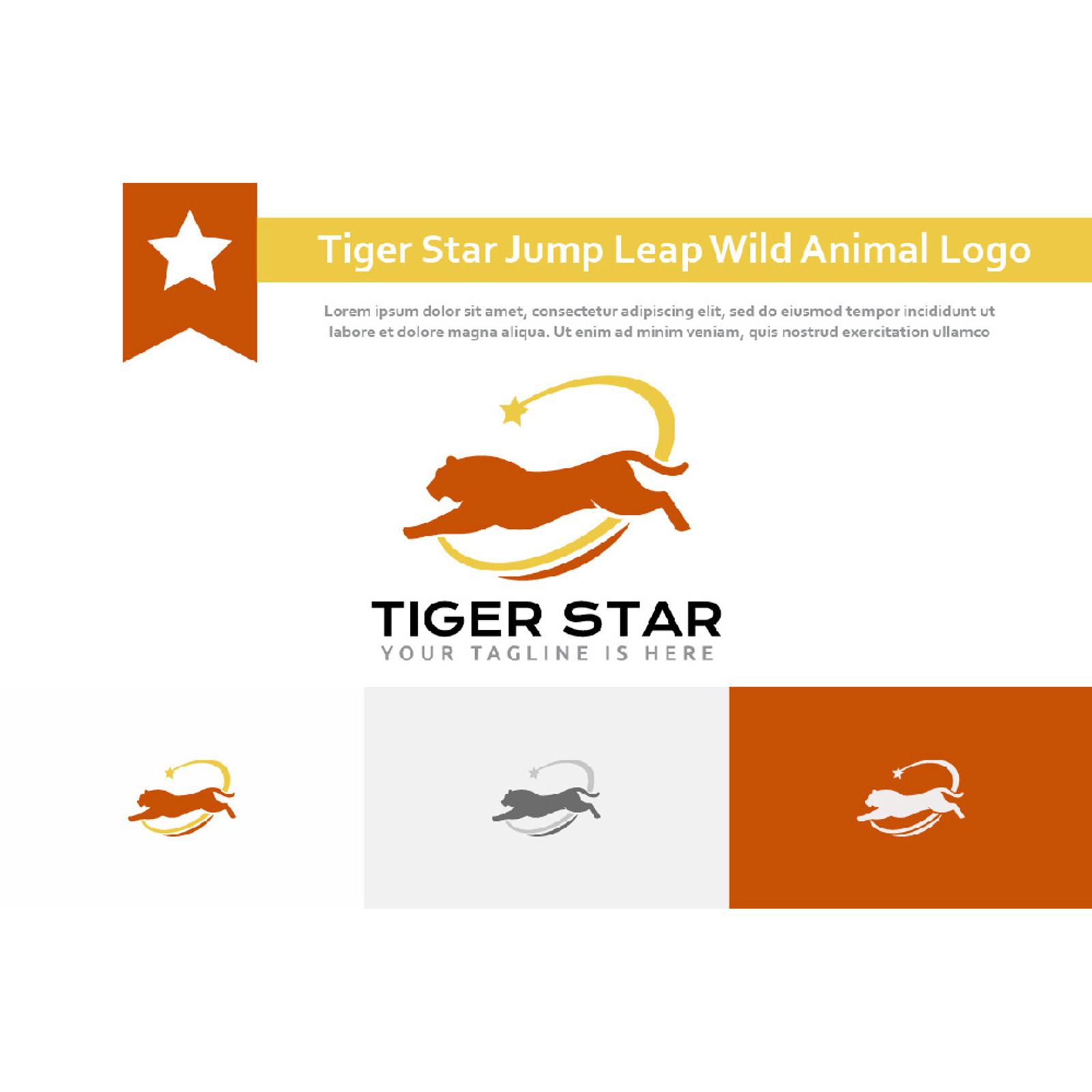 Tiger Star Jump Leap Strong Wild Animal Logo