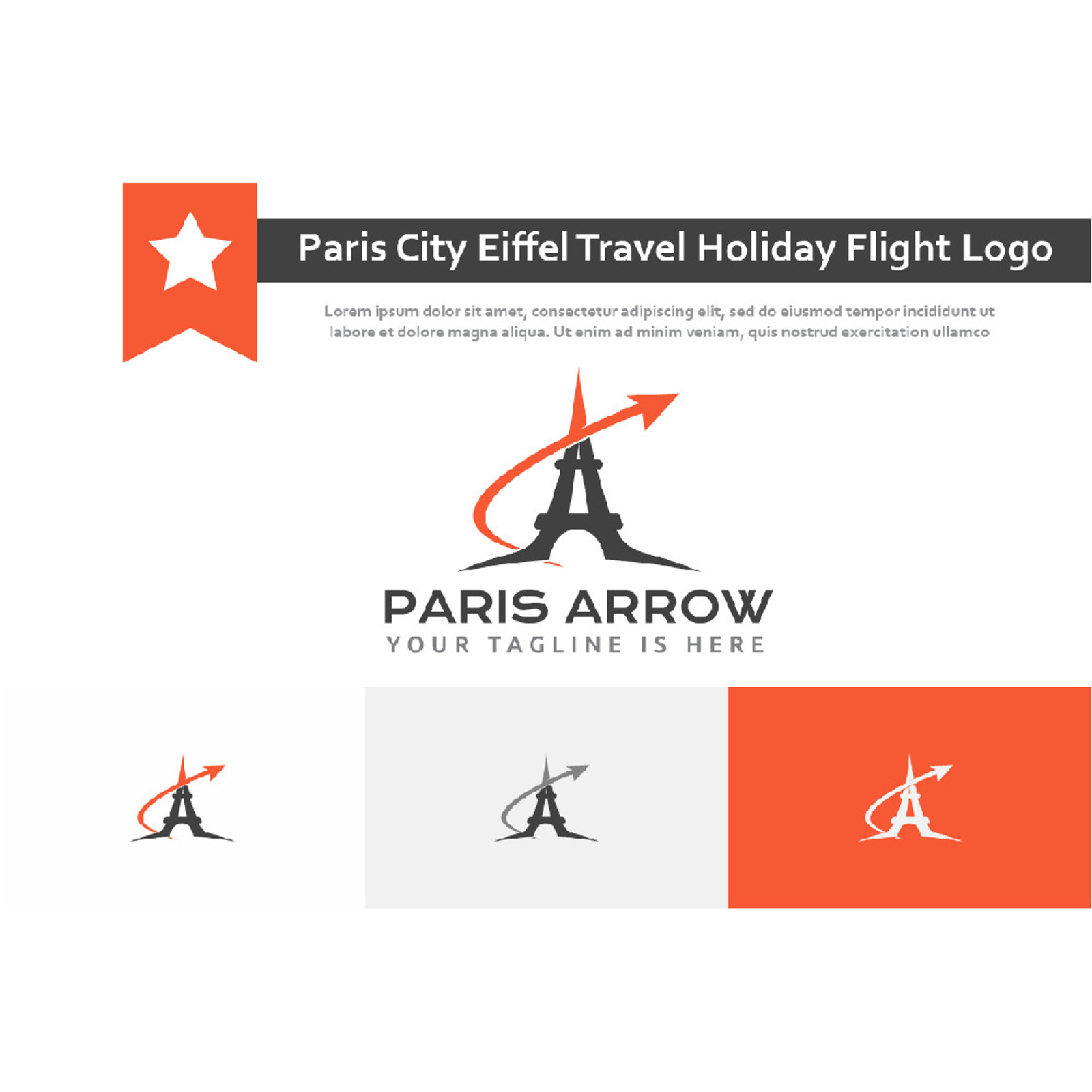 Paris City Eiffel Tour Travel Holiday Vacation Flight Agency Logo