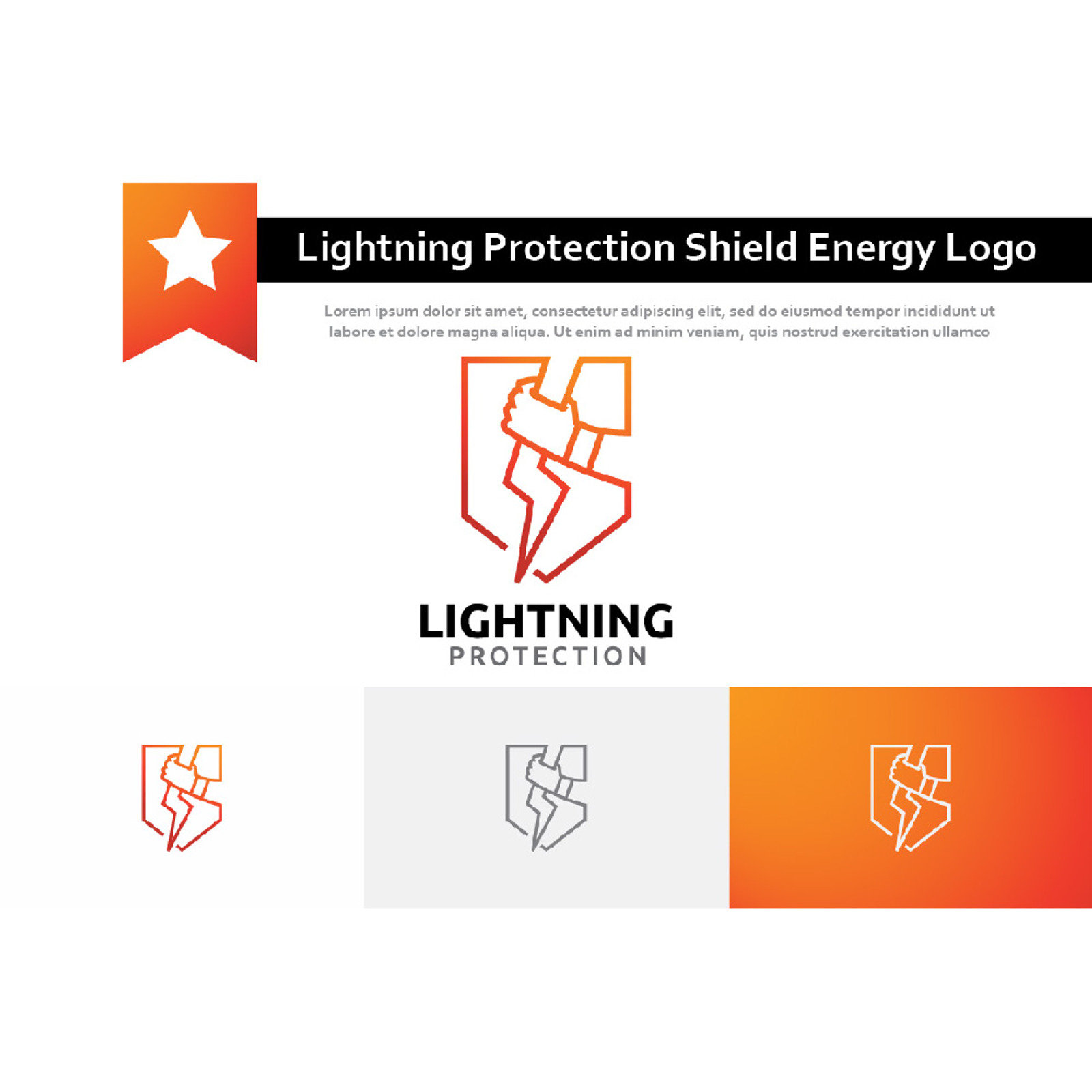 Lightning Protection Shield Safety Power Energy Line Logo