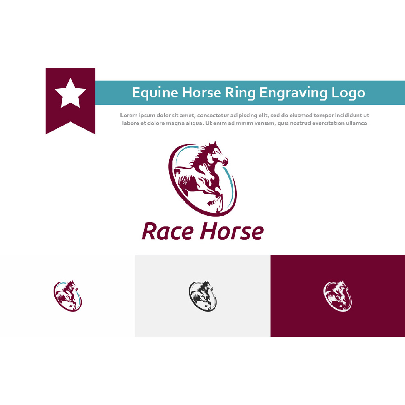 Equine Equestrian Horse Ring Engraving Style Vintage Retro Logo Template