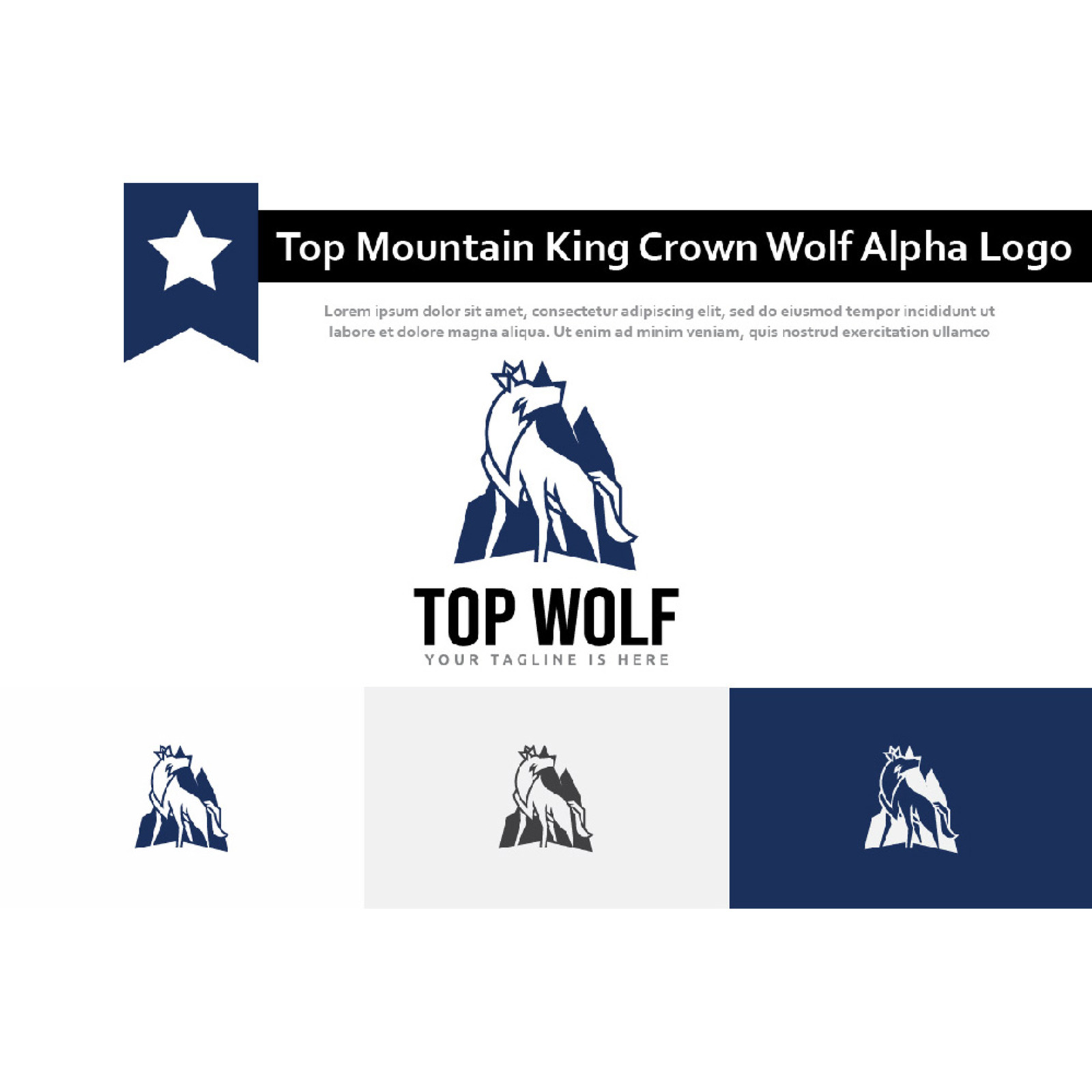Top Mountain King Crown Wolf Alpha Logo - TemplateMonster