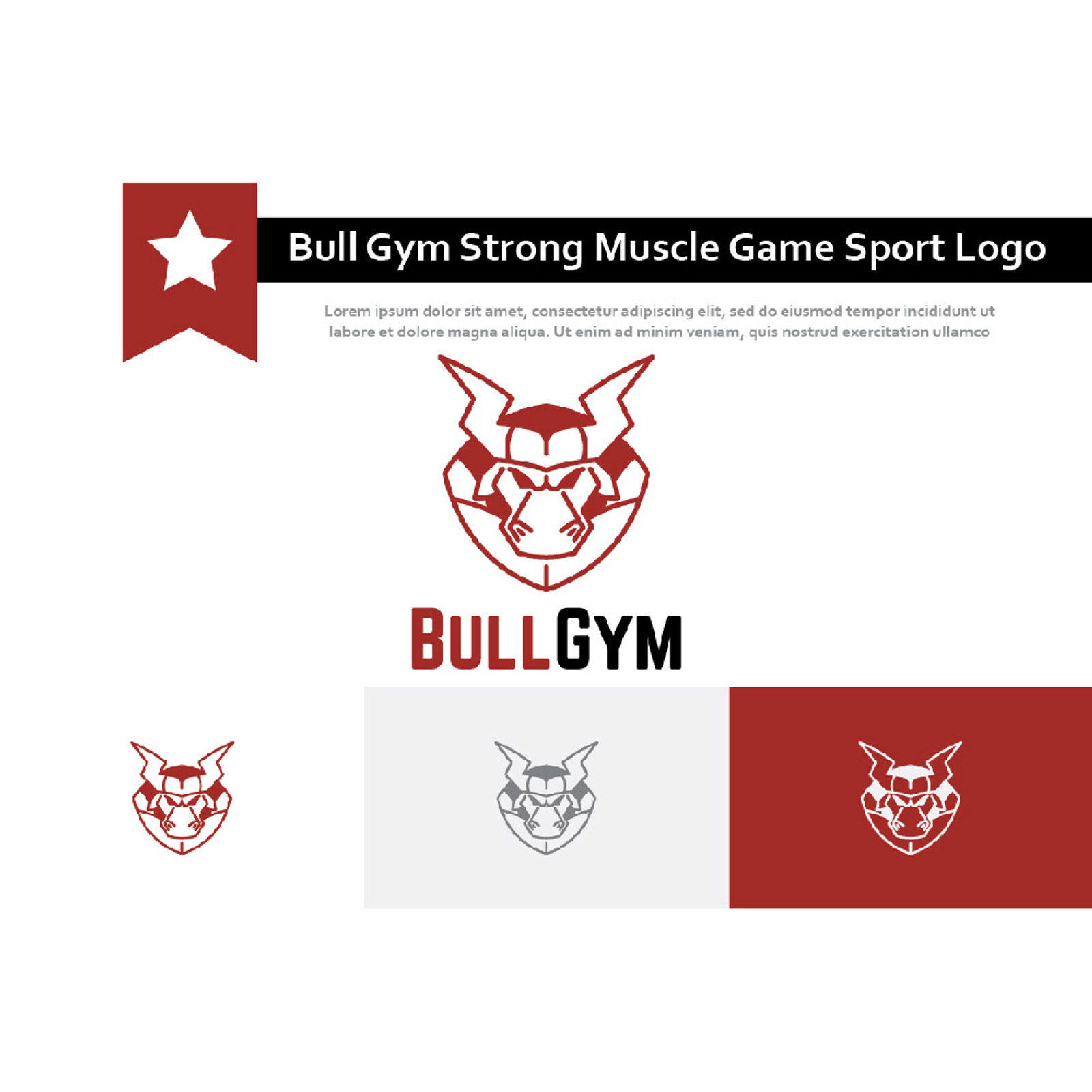 Bull Gym Strong Muscle Body Builder Game Sport Logo