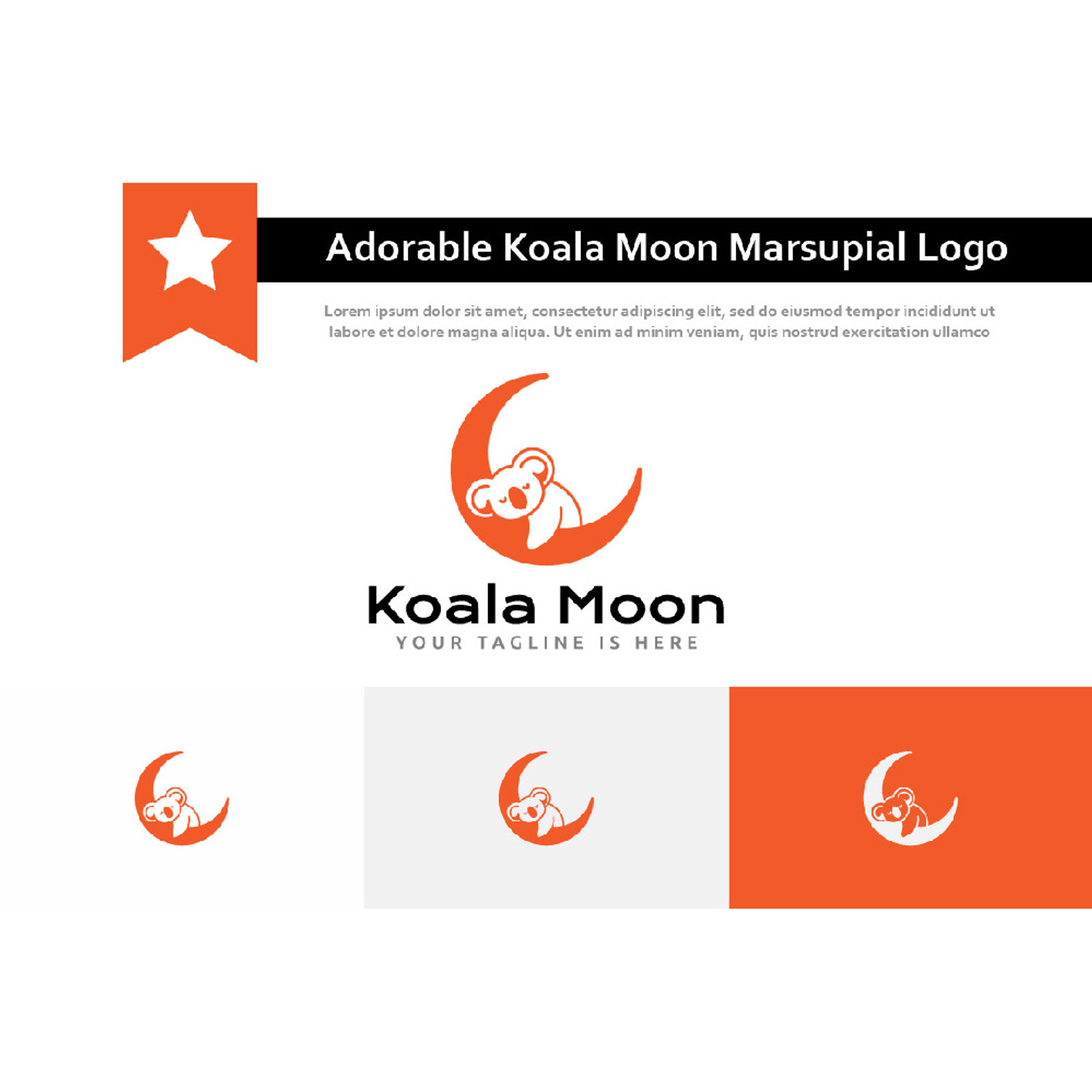 Adorable Koala Crescent Moon Sleeping Dreaming Marsupial Animal Logo