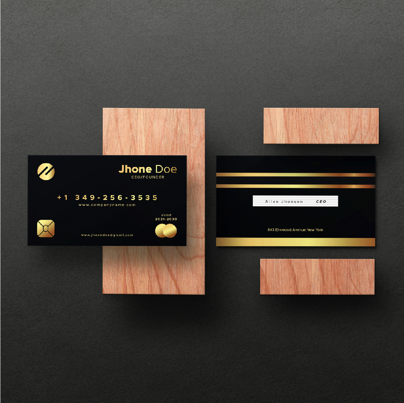 Credit Card Style Golden Black Business Card Template 01 - Corporate ...