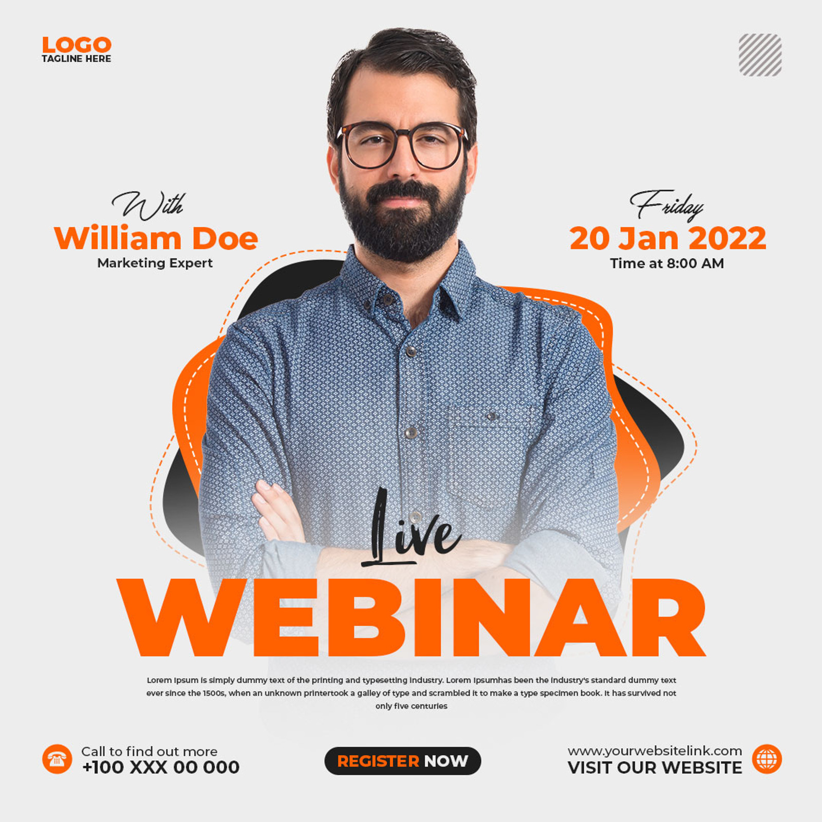 Live Webinar Social Media Post Design Template
