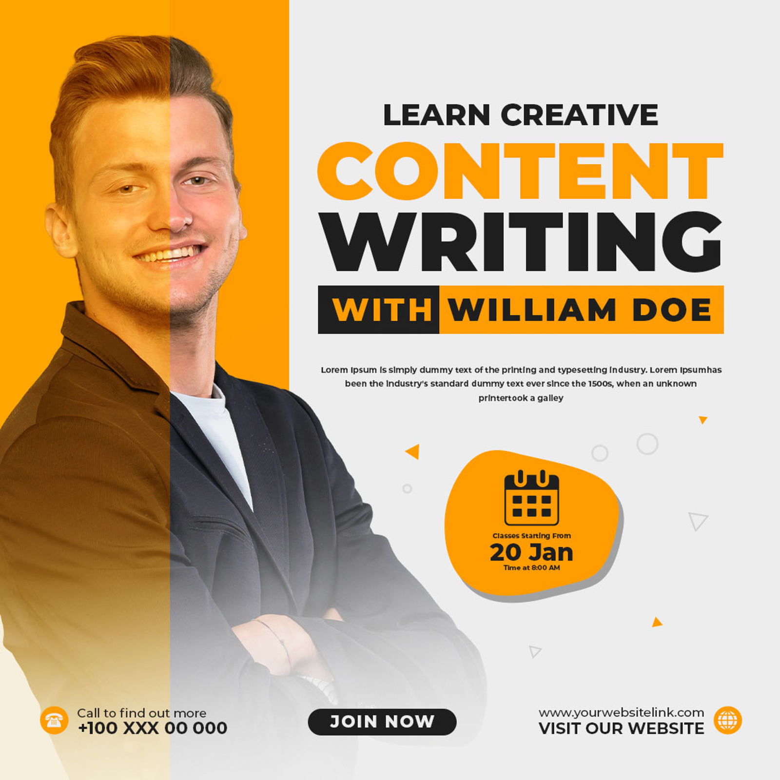 Content Writing Social Media Post Design Template