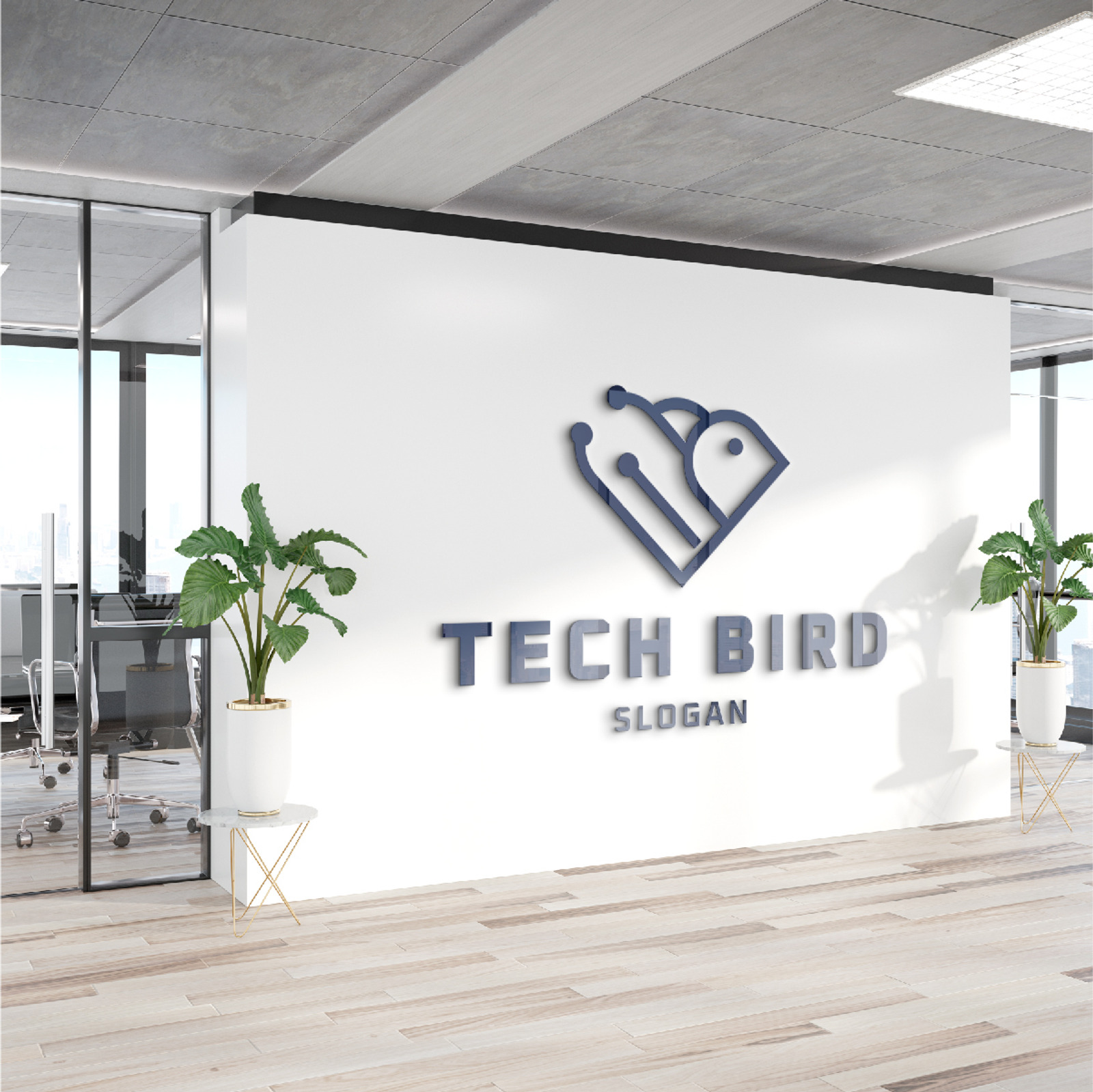 Tech Bird Minimalist Logo Template #186566 - TemplateMonster
