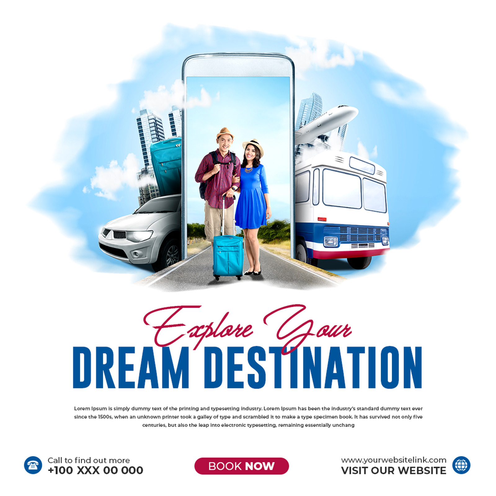 Travel Agency Social Media Post #244280 - TemplateMonster