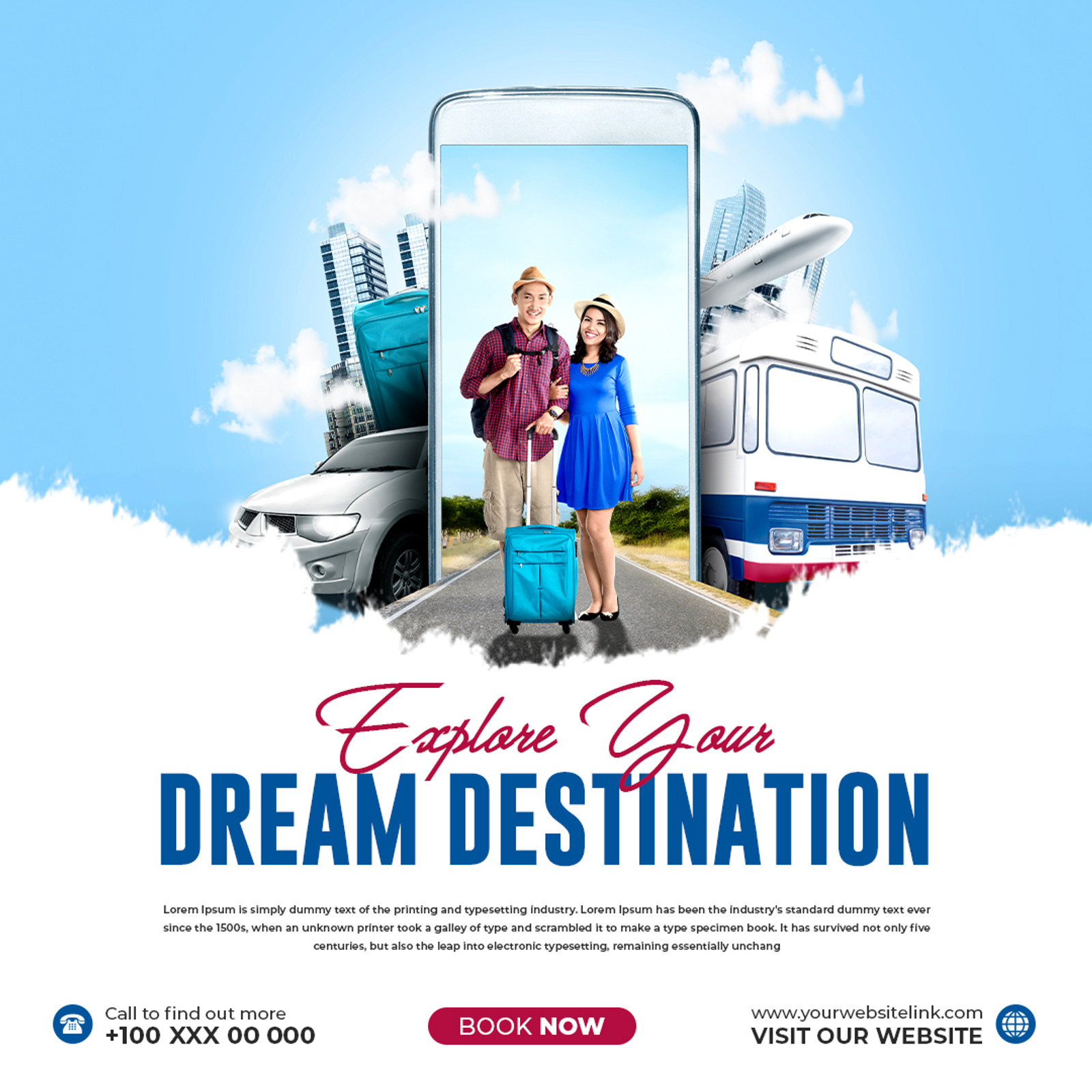 Travel And Tour Social Media Post #246181 - TemplateMonster