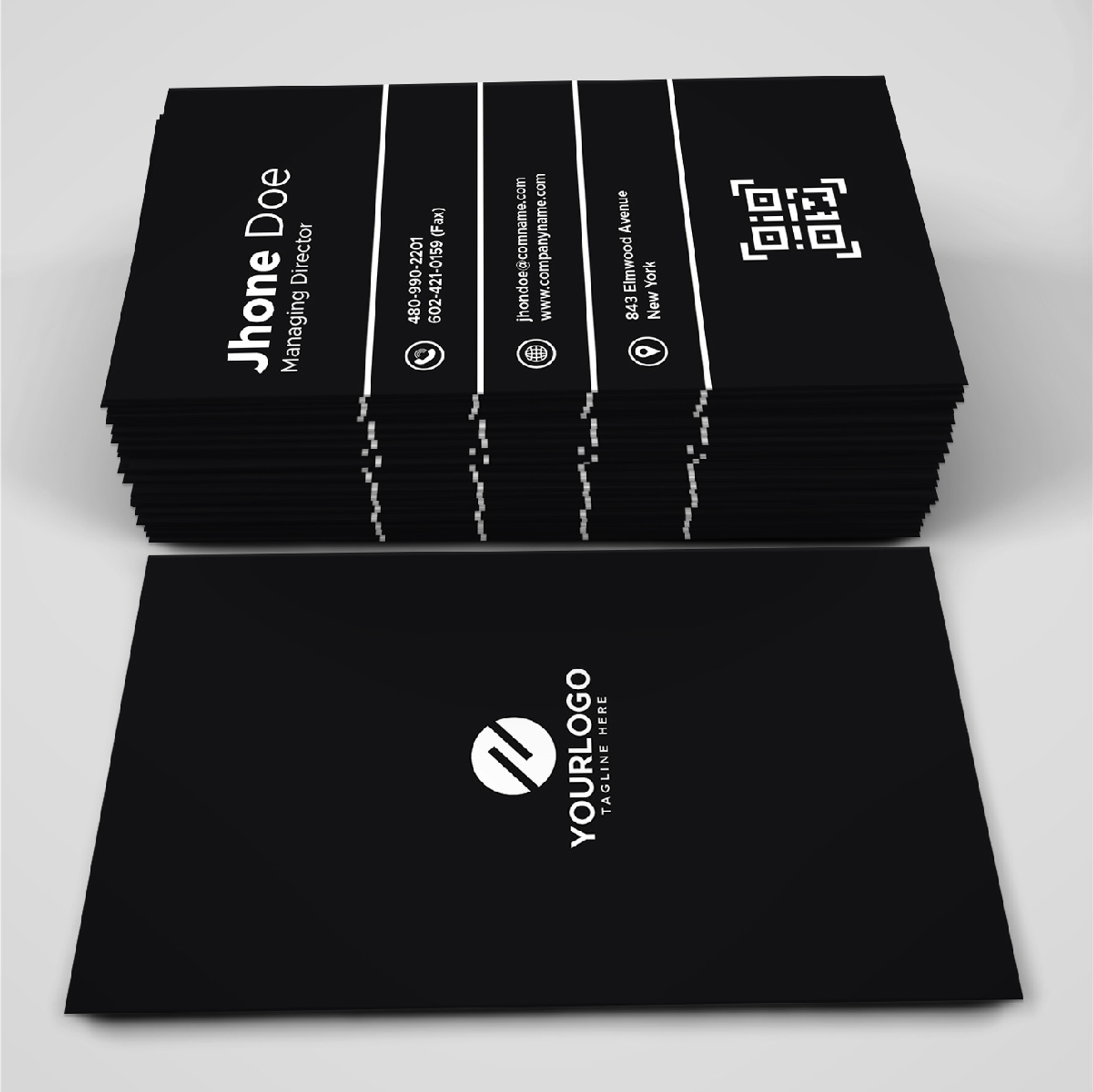 Creative Black Portrait Business Card Free Template 01 - Corporate ...