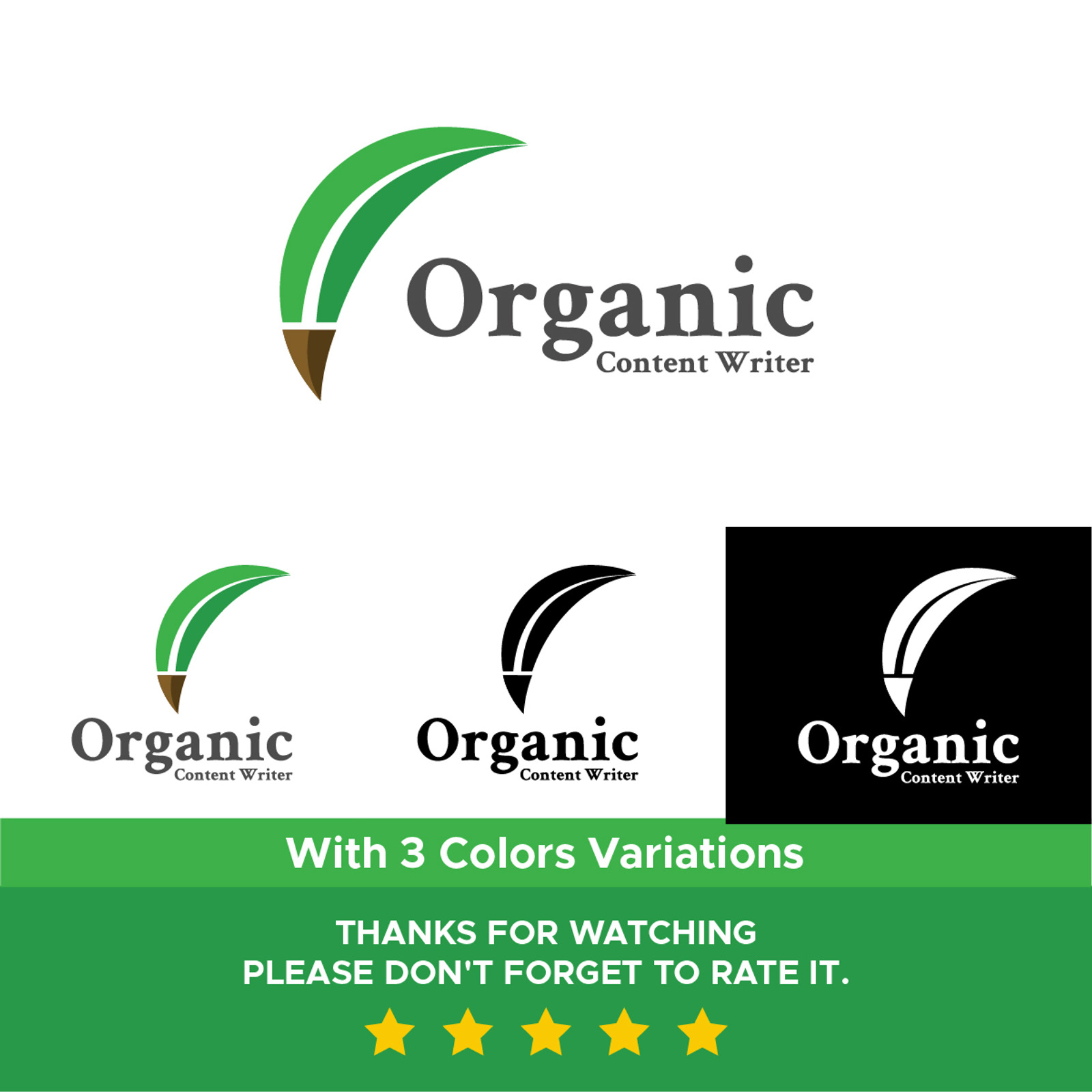 Organic Content Writer Logo Template | Specially Design For Content ...