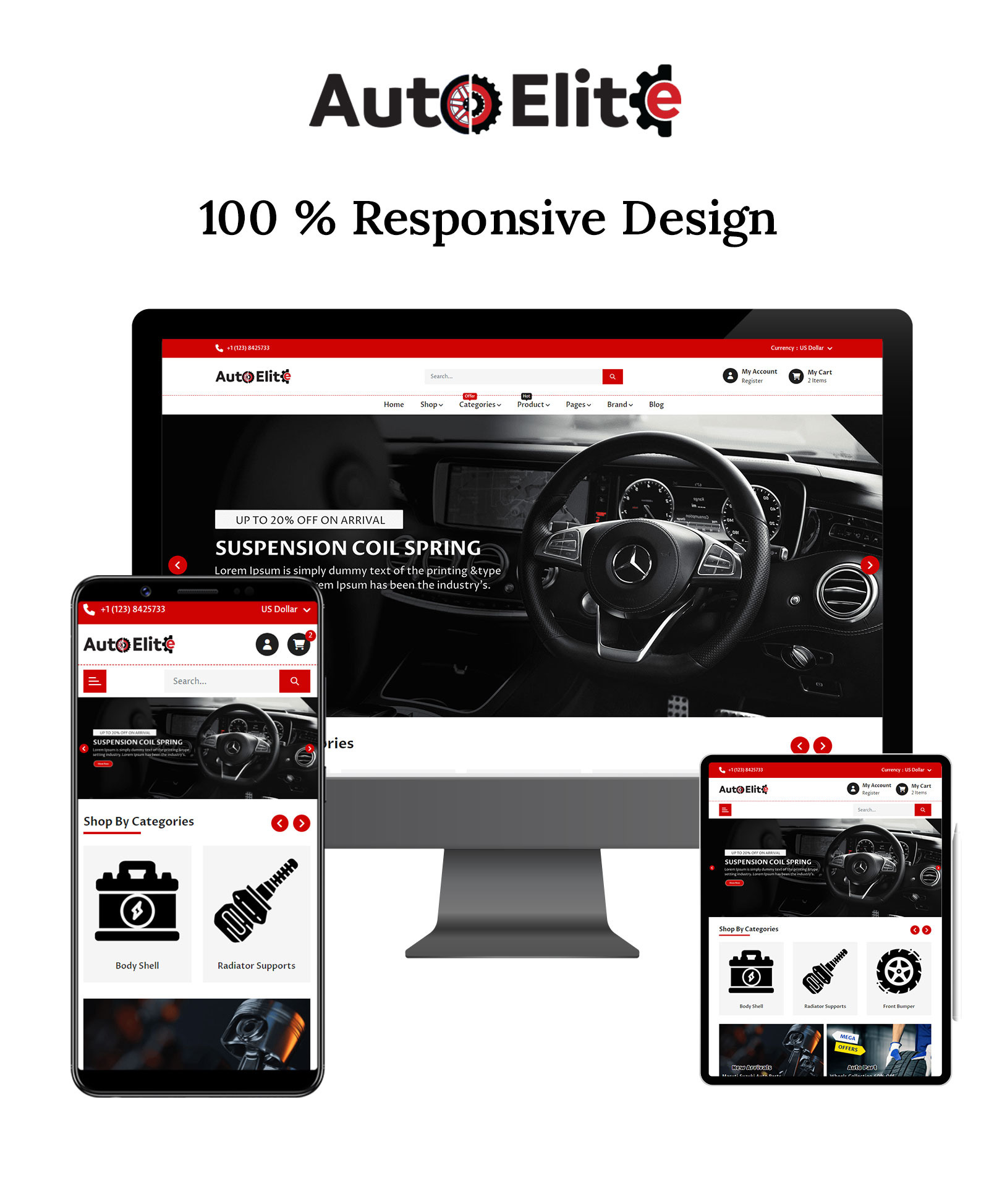 AutoElite Web - Premium HTML Template for Selling Vehicles Automobile Parts Online
