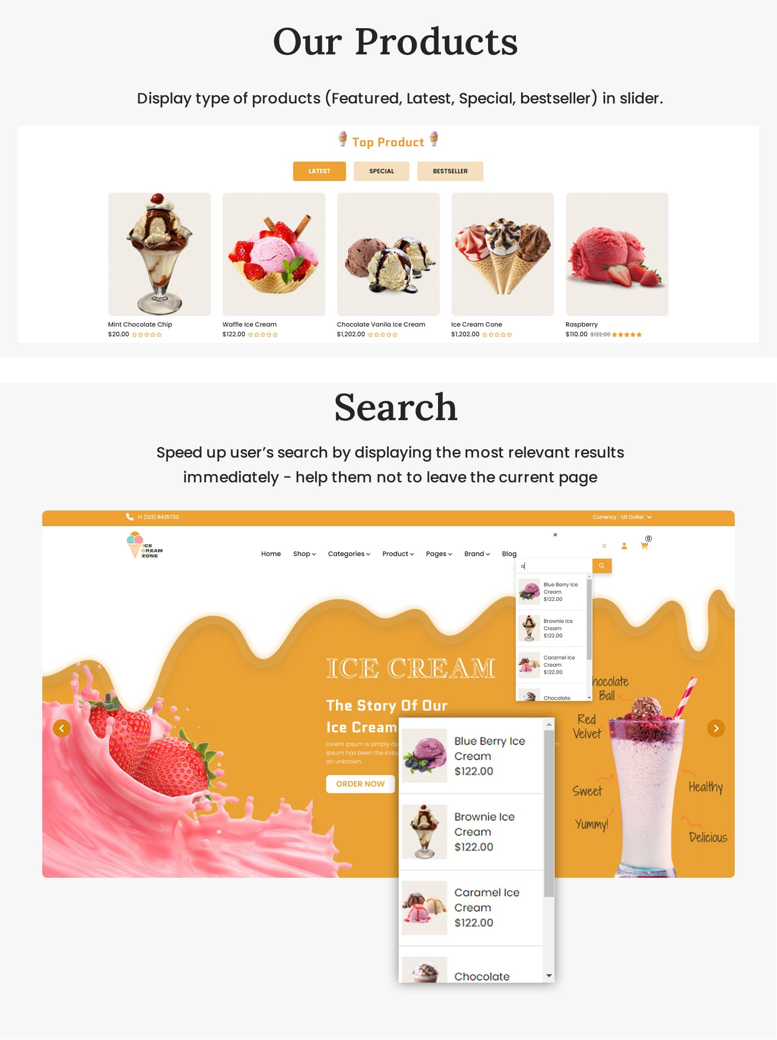 Ice Cream Zone - A Mouthwatering OpenCart Template for Frozen Desserts ...