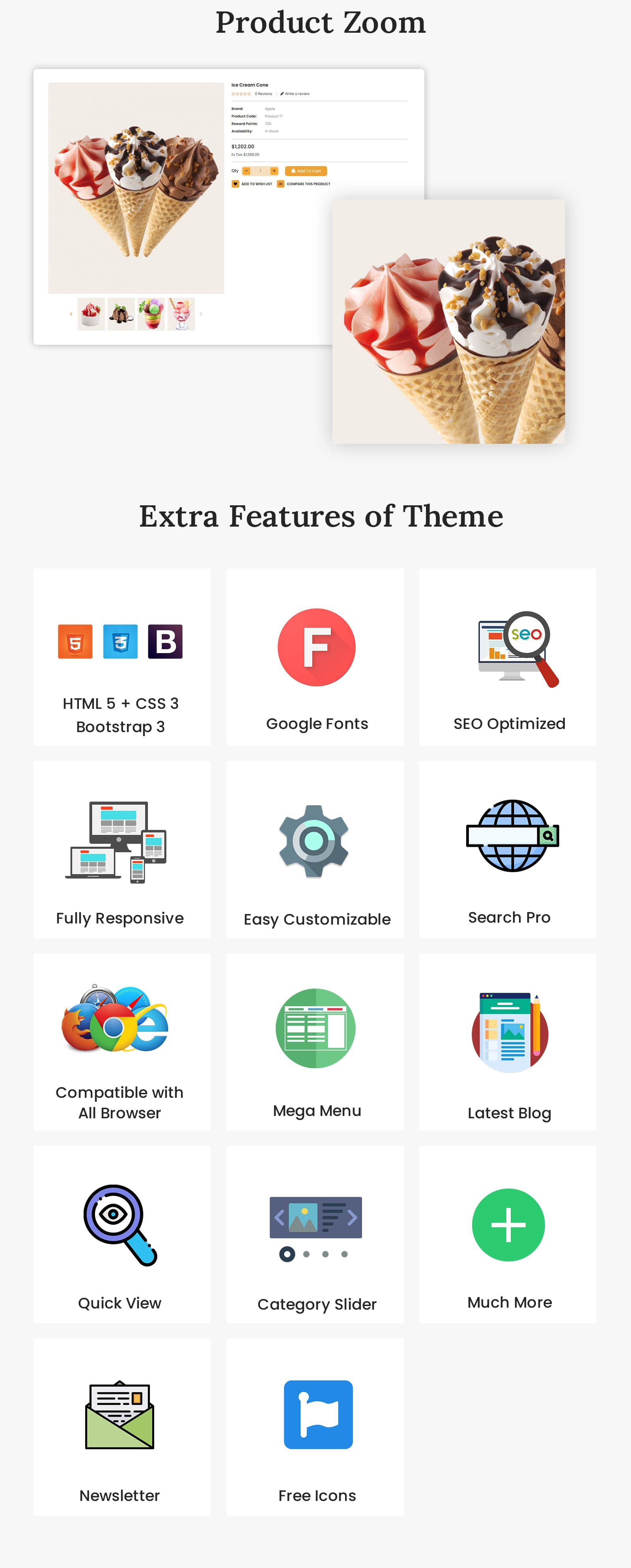 Ice Cream Zone - A Mouthwatering OpenCart Template for Frozen Desserts ...