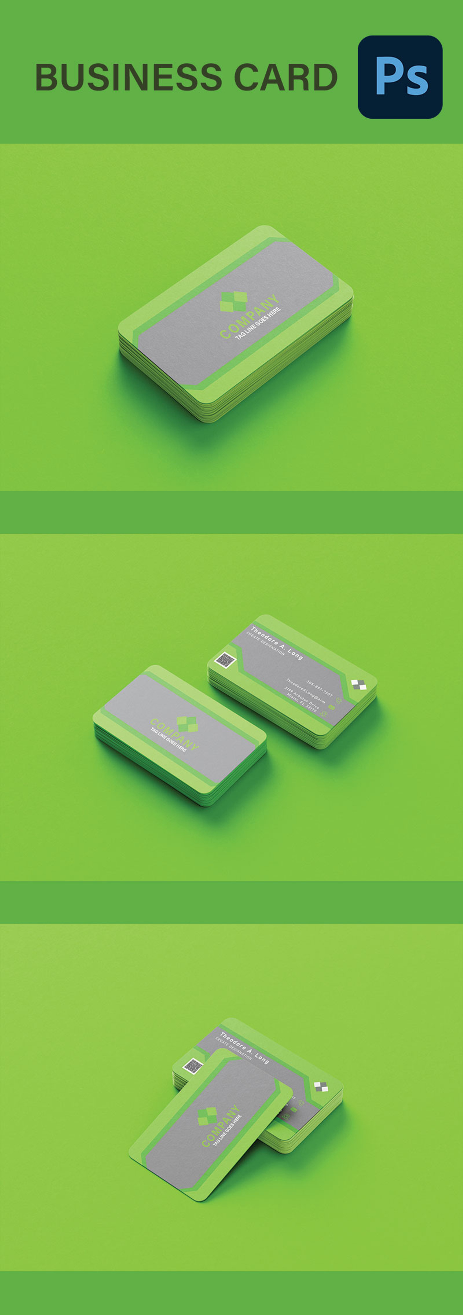 Creative Green Color Business Card - Business Card